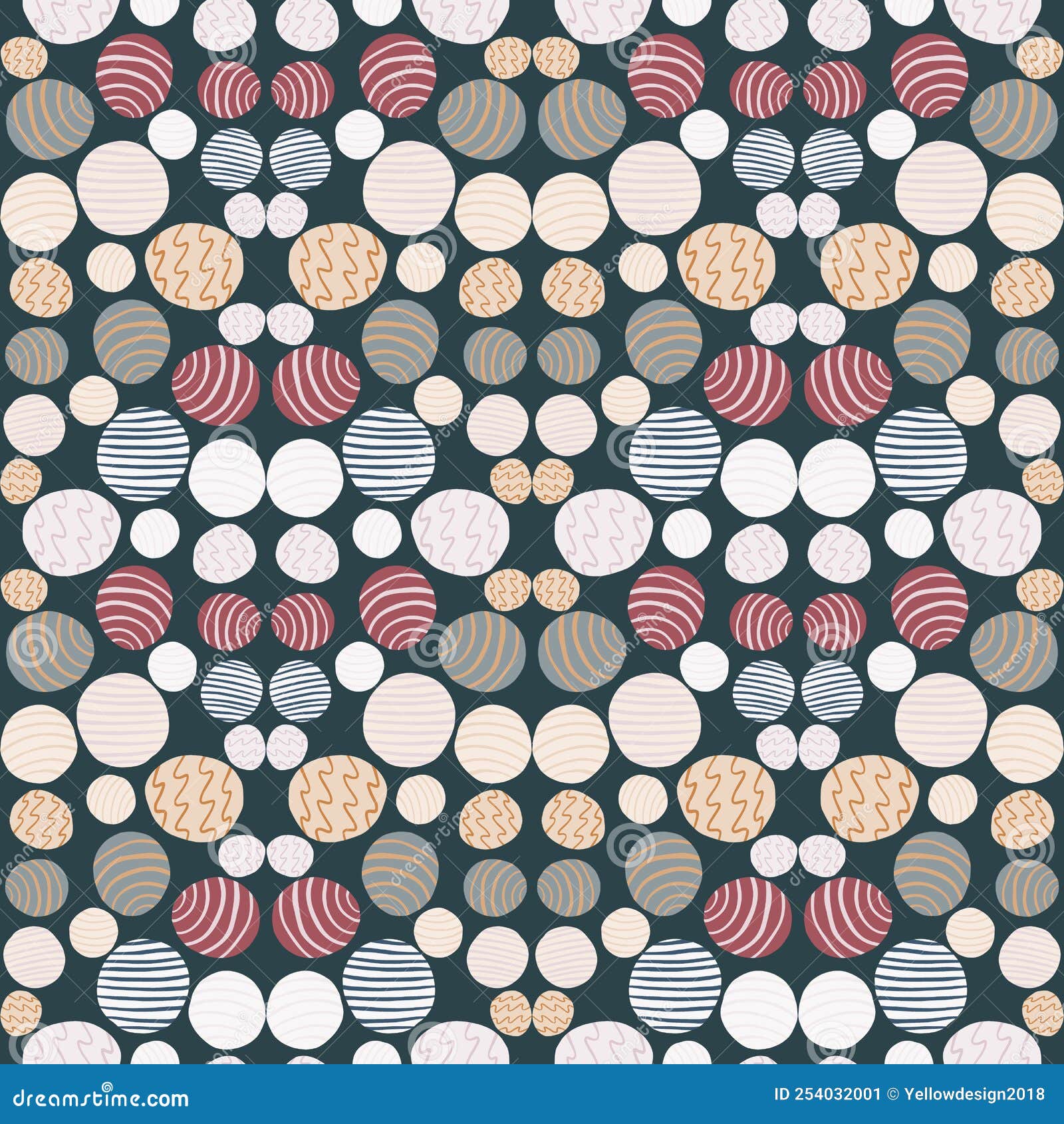 Doodle Pebbles Seamless Pattern. Cute Brick Wall Background Stock ...