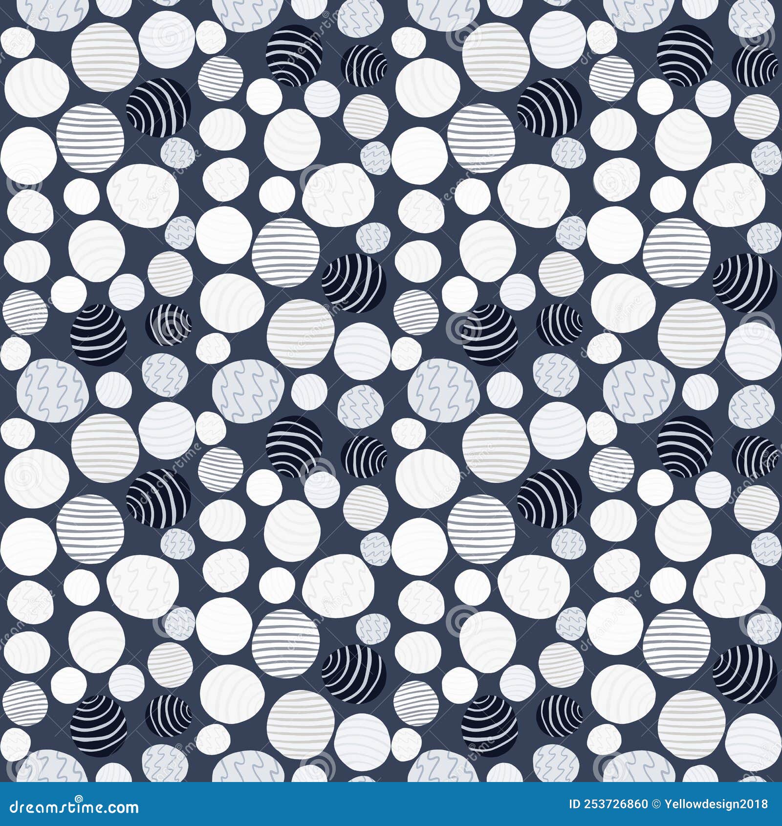 Doodle Pebbles Seamless Pattern. Cute Brick Wall Background Stock ...