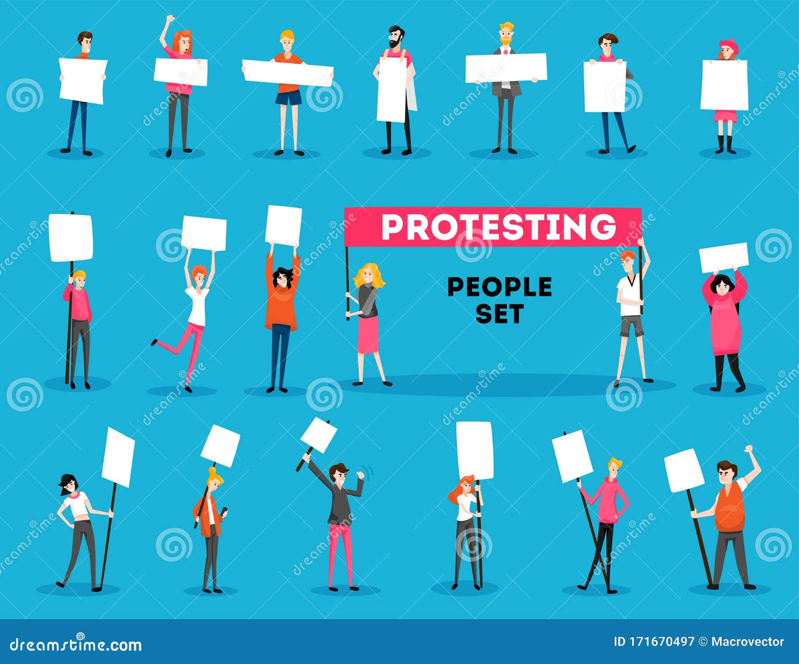 Doodle People Activists Set Stock Vector - Illustration of group ...