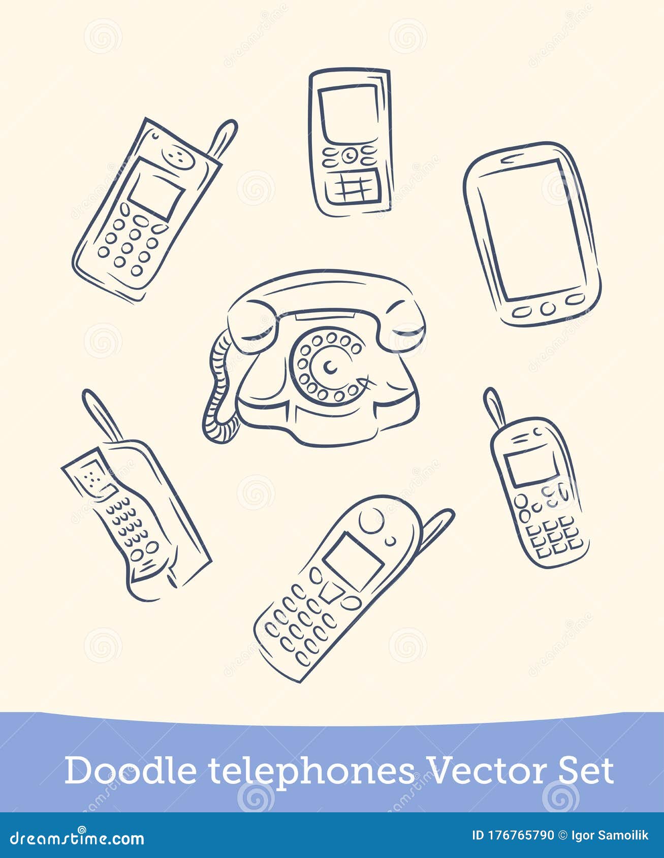 Doodle Phone Set Isolated on White Background. Vector Stock Vector ...
