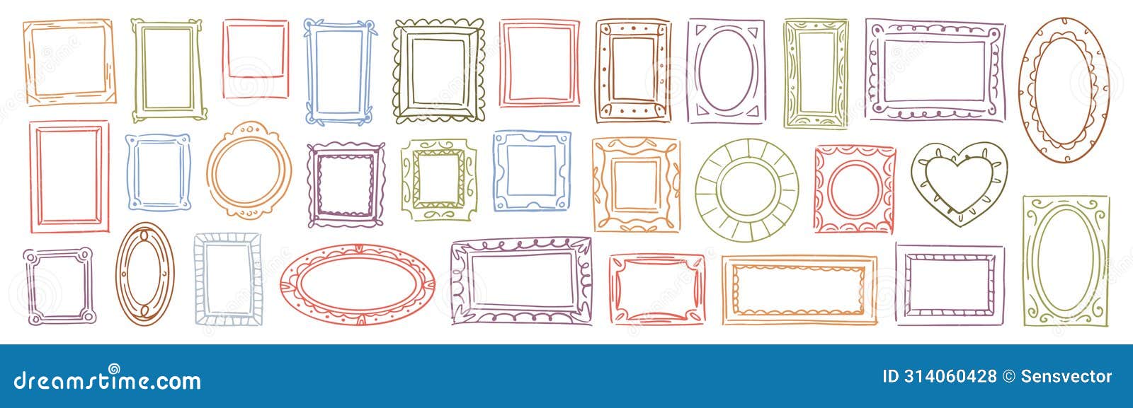 Doodle Photo Frames of Geometric Shapes Stock Vector - Illustration of ...