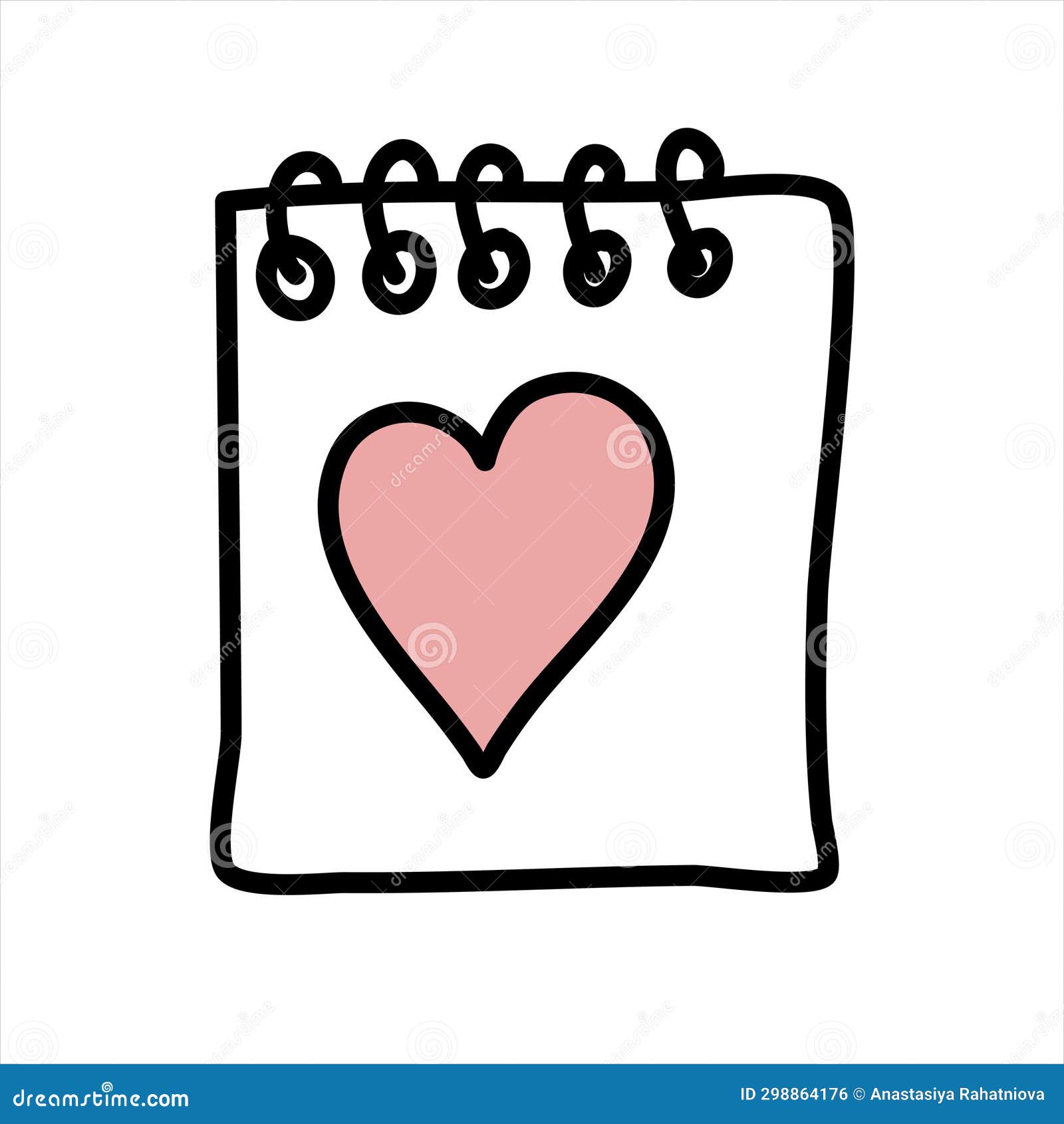 Doodle Picture of Notebook with Hand Drawn Heart. Vector Illustration ...