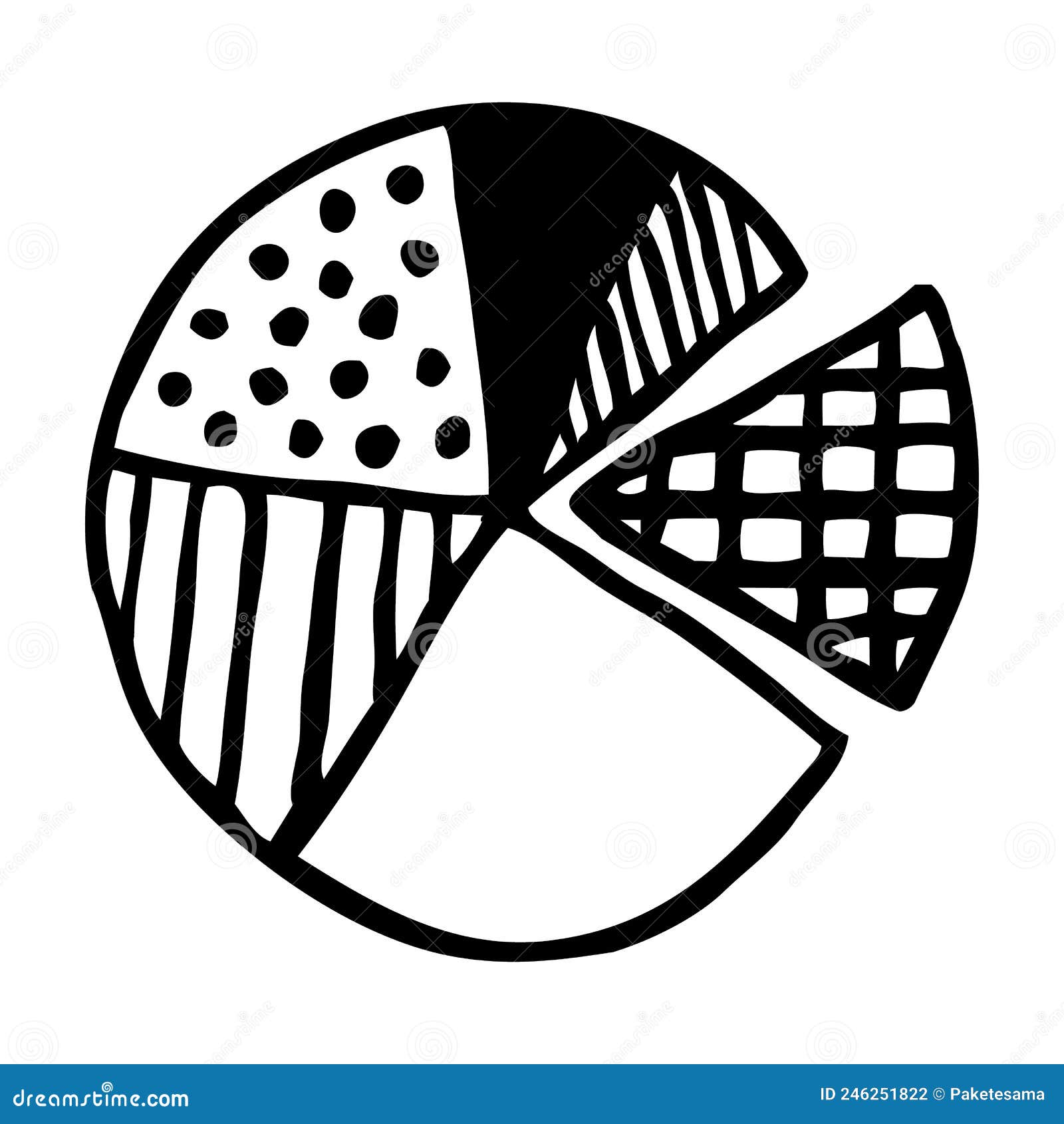 Doodle Pie Chart Hand Drawn with Black Line Stock Illustration ...