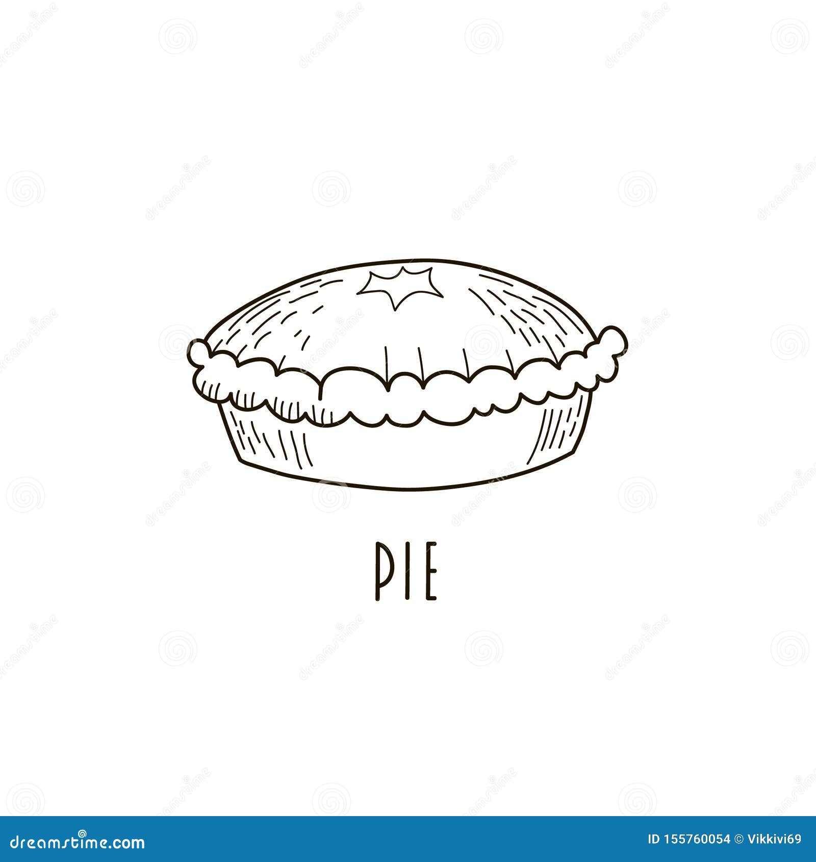 Doodle Pie Drawing. Vector Illustration of Baking. Hand Drawn ...