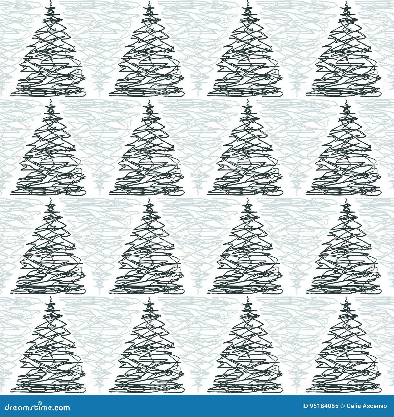 Doodle Pine Trees Seamless Background Stock Illustration - Illustration ...