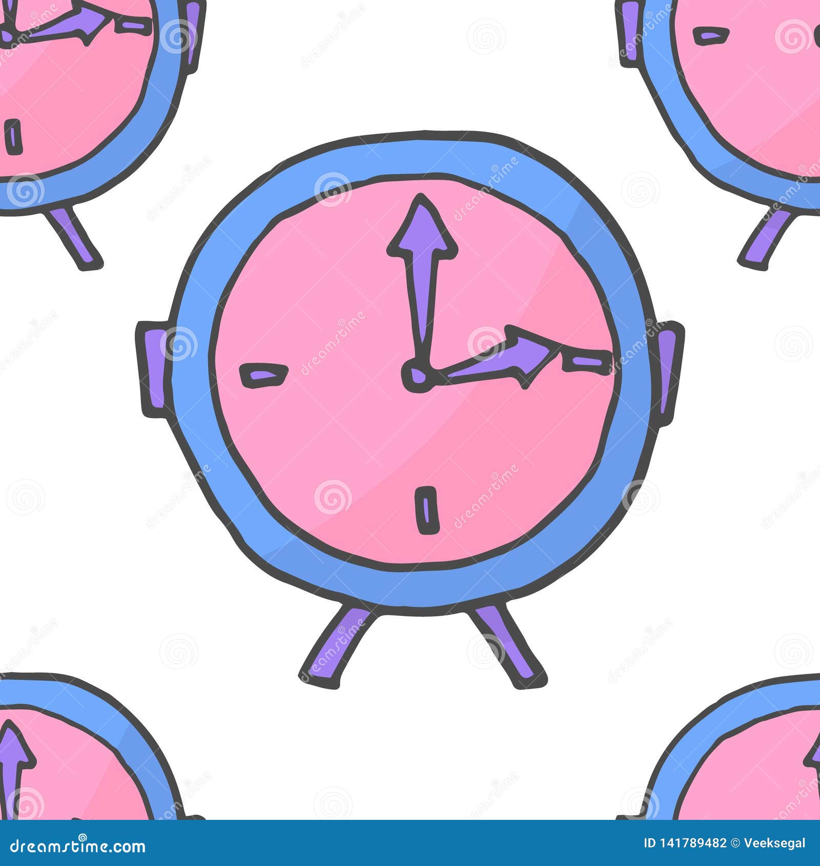 Doodle Pink and Violet Clock Seamless Pattern Stock Vector ...