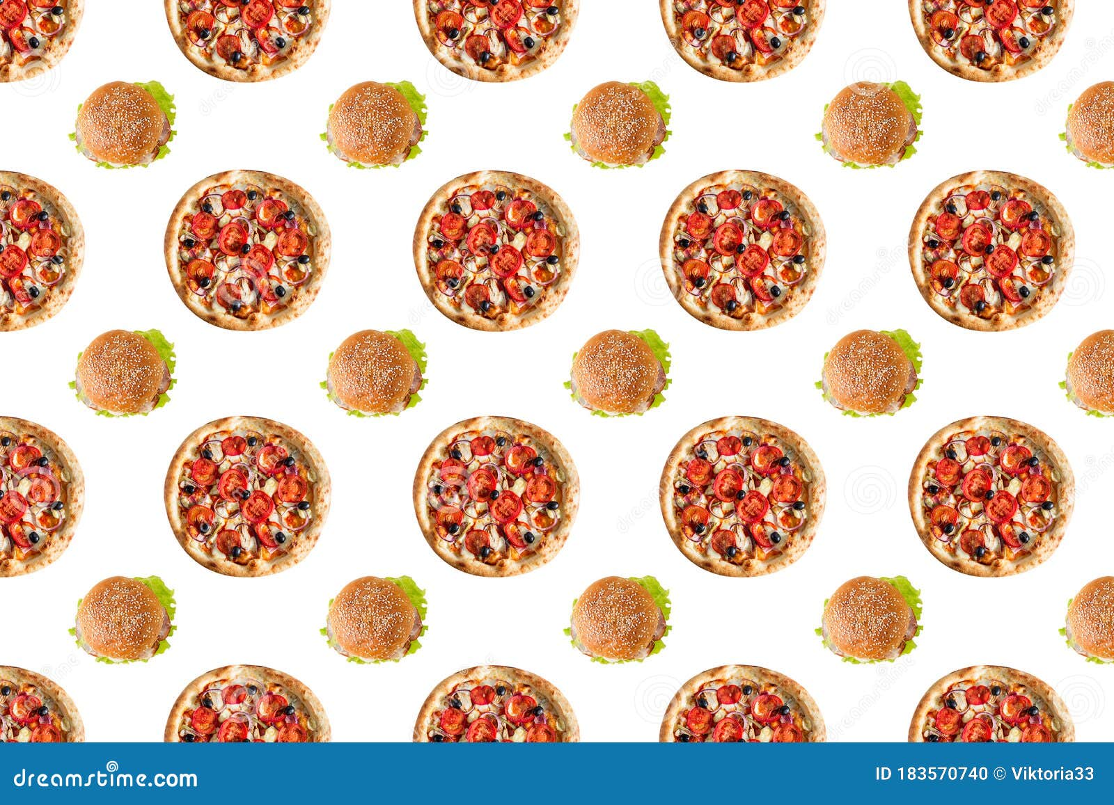Doodle Pizza Seamless Pattern Background. Fast Food Seamless Pattern ...