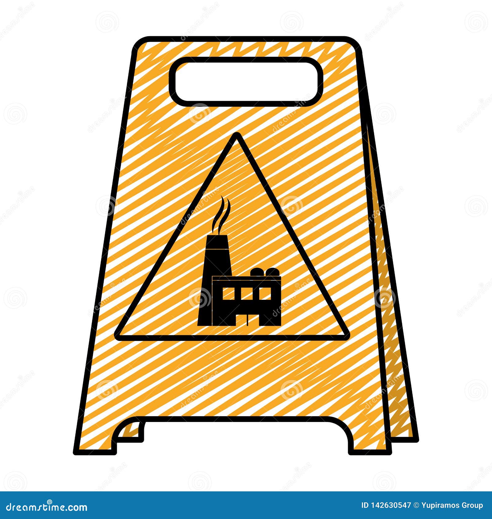 Doodle Plastic Caution Emblem Factory Pollution Stock Vector ...