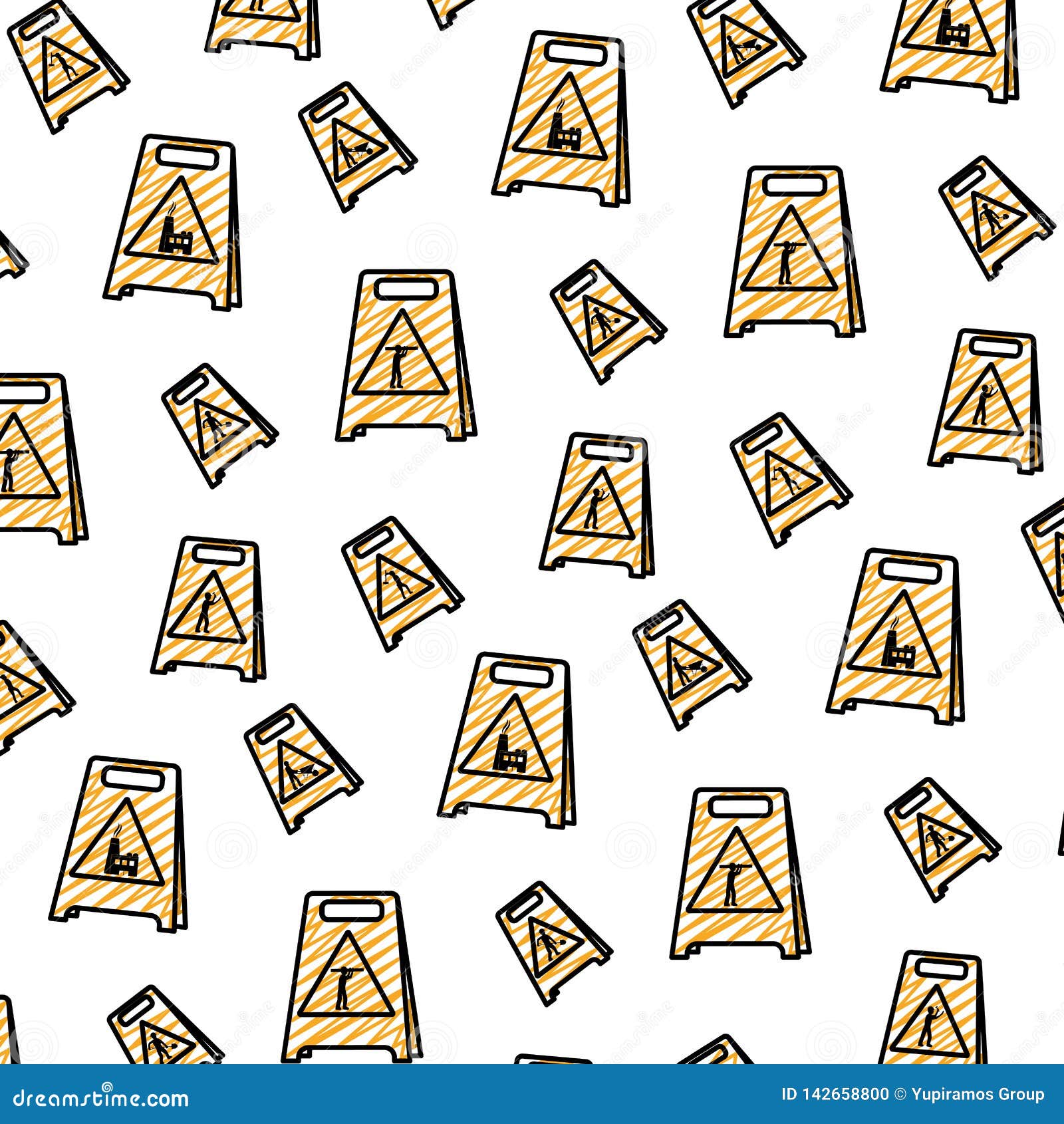 Doodle Plastic Caution Emblem To Industry Maintenance Background Stock ...