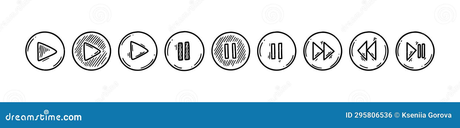 Doodle Play, Pause, Rewind, Stop, Back Buttons. Sketch Video and Audio ...