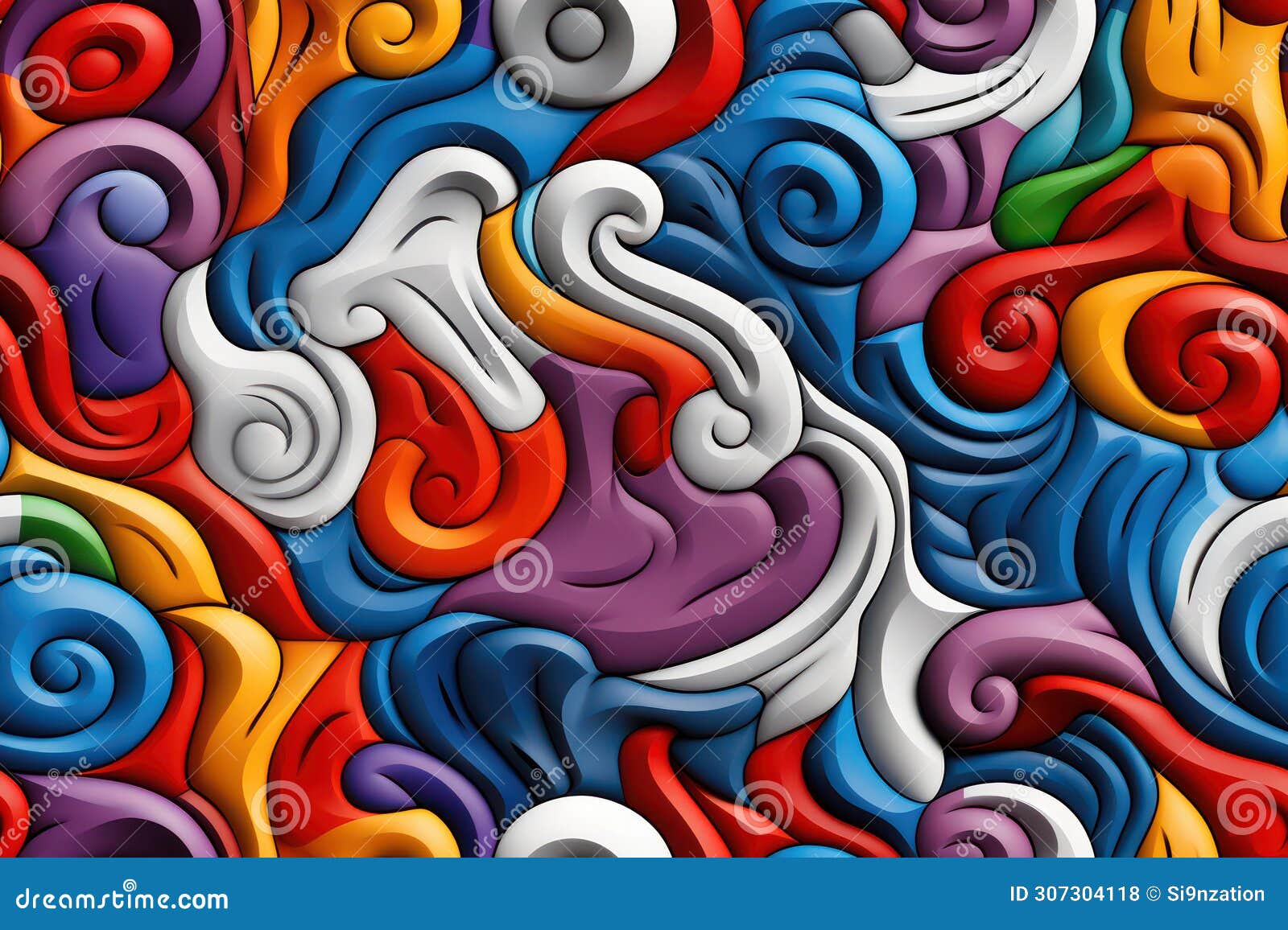 Doodle Pop Art Seamless Pattern. Crazy Color Palette. Psychedelic ...