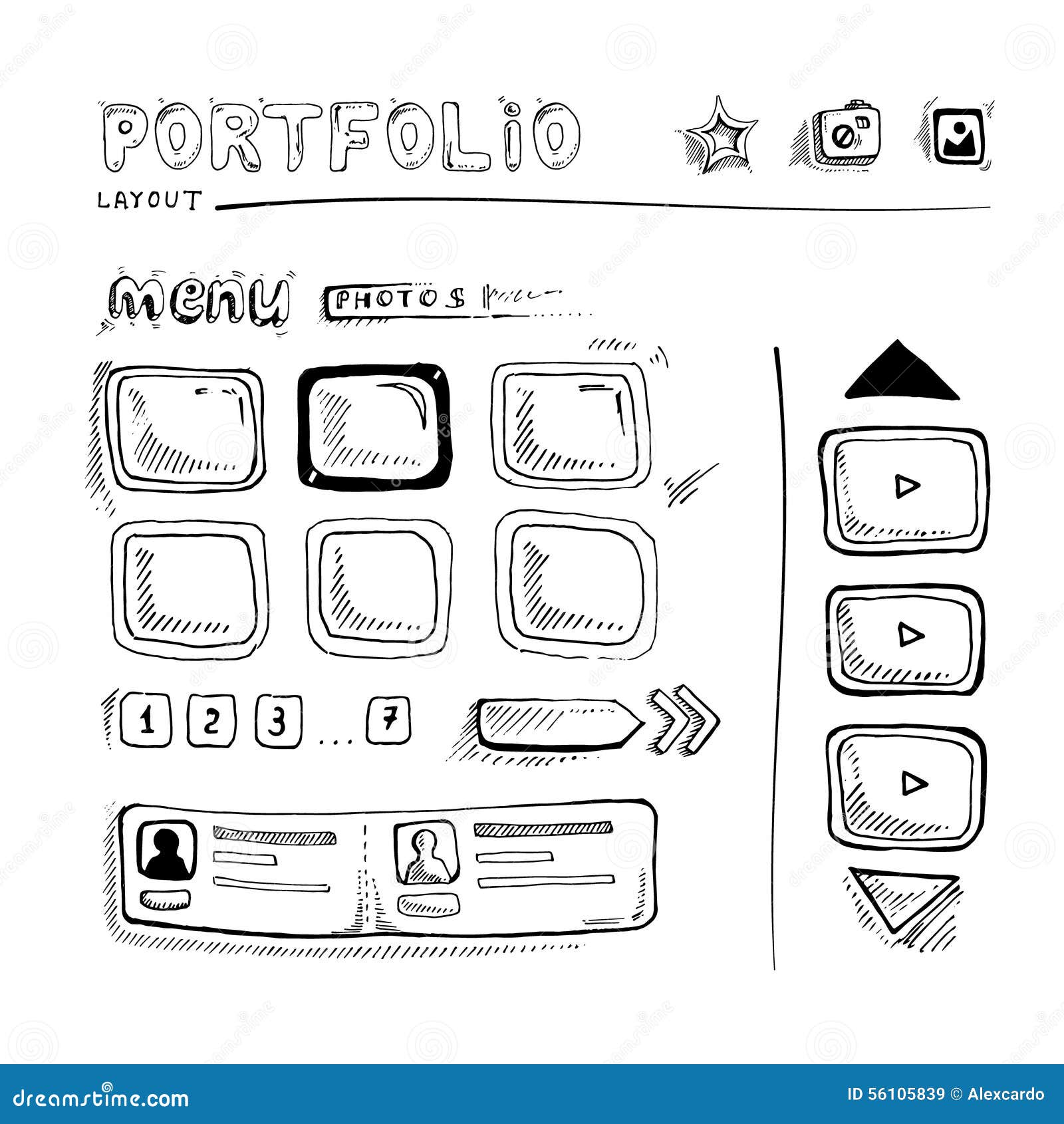 Doodle Portfolio Wireframe Vector Illustration | CartoonDealer.com ...