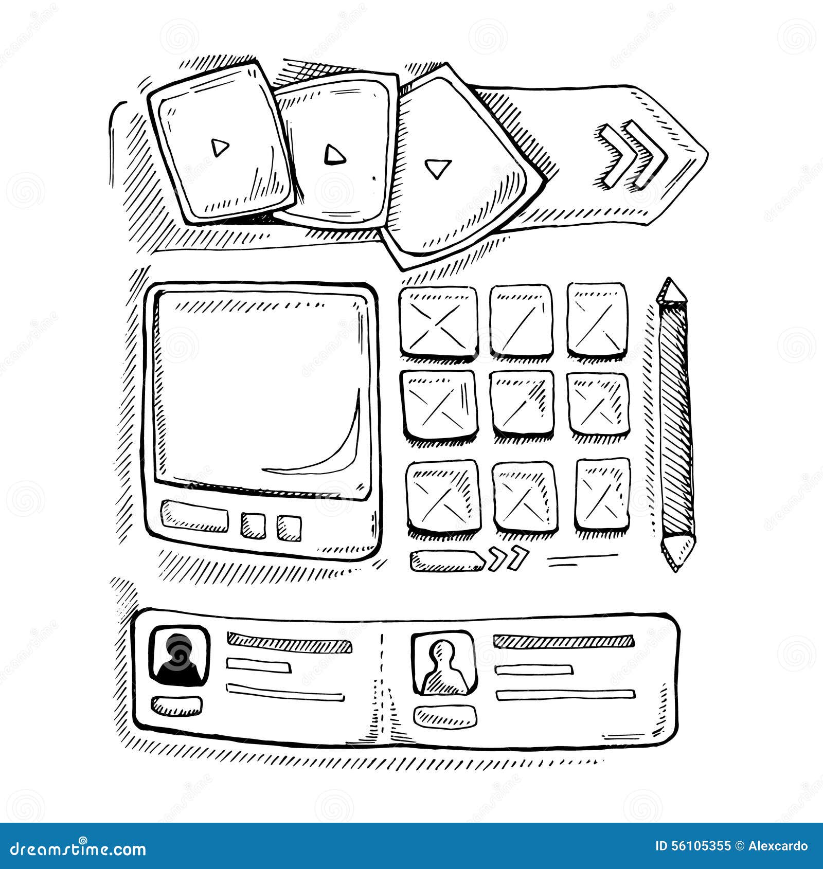 Doodle Portfolio Wireframe Vector Illustration | CartoonDealer.com ...