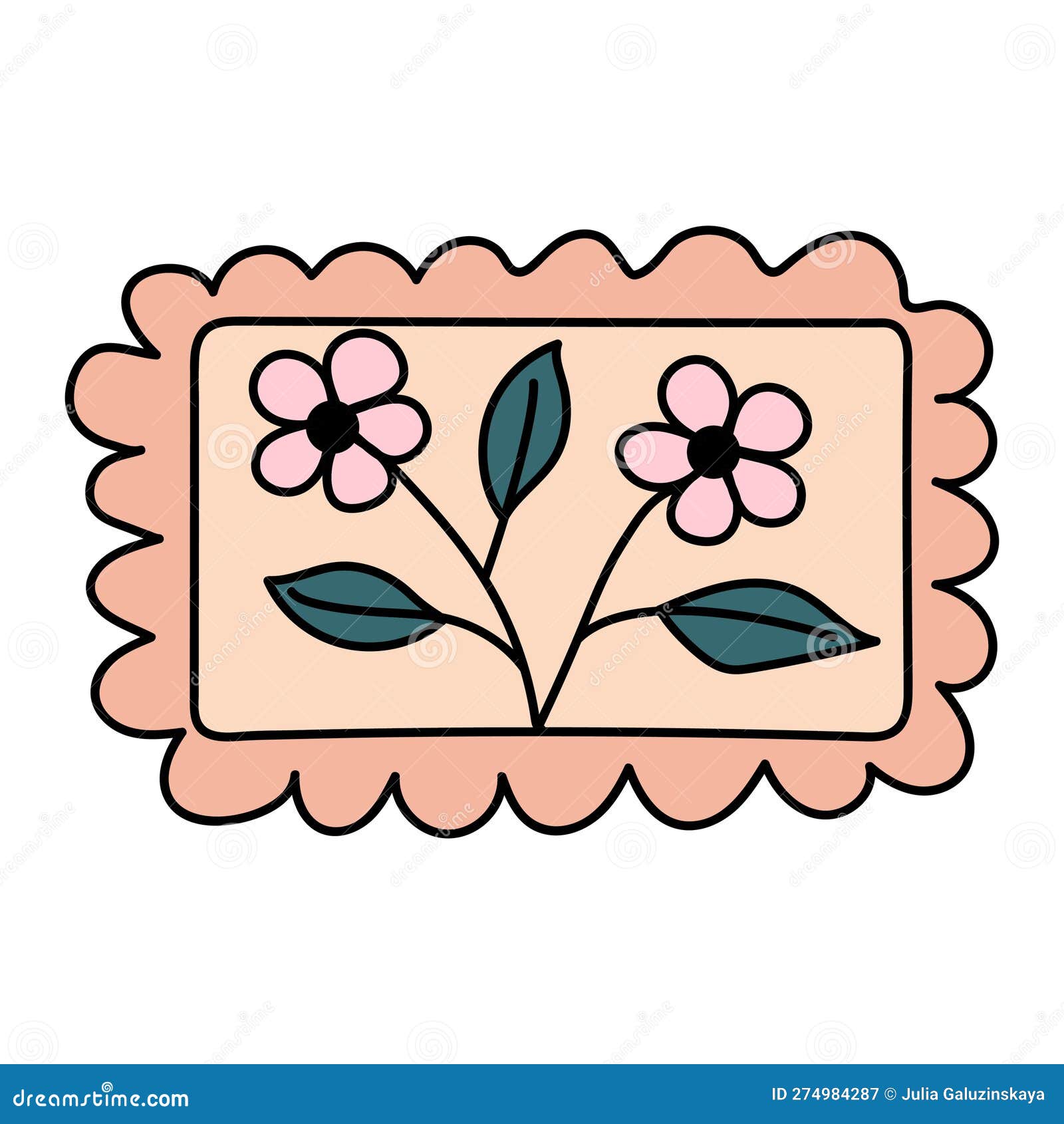 Doodle Postage Stamp with Flowers. Stock Vector - Illustration of ...