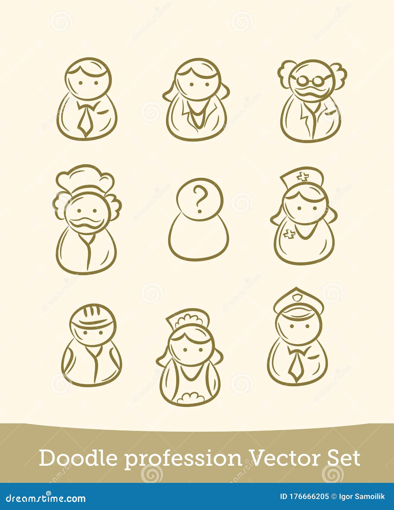 Doodle Profession Set Isolated on White Background. Vector Stock Vector ...