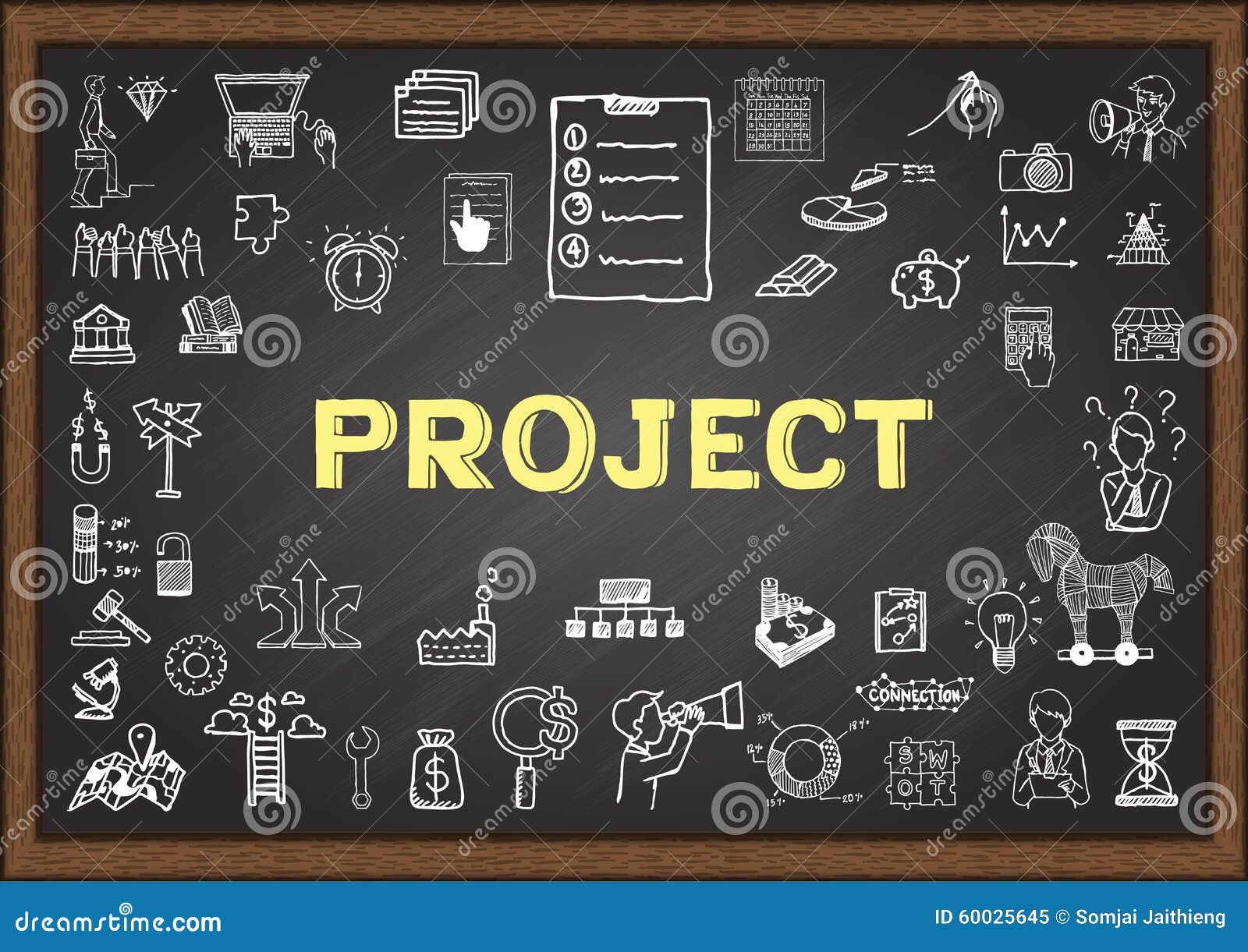 Doodle about Project on Chalkboard Stock Vector - Illustration of ...