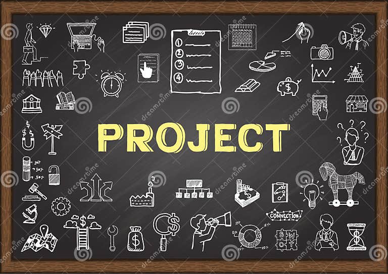 Doodle about Project on Chalkboard Stock Vector - Illustration of ...