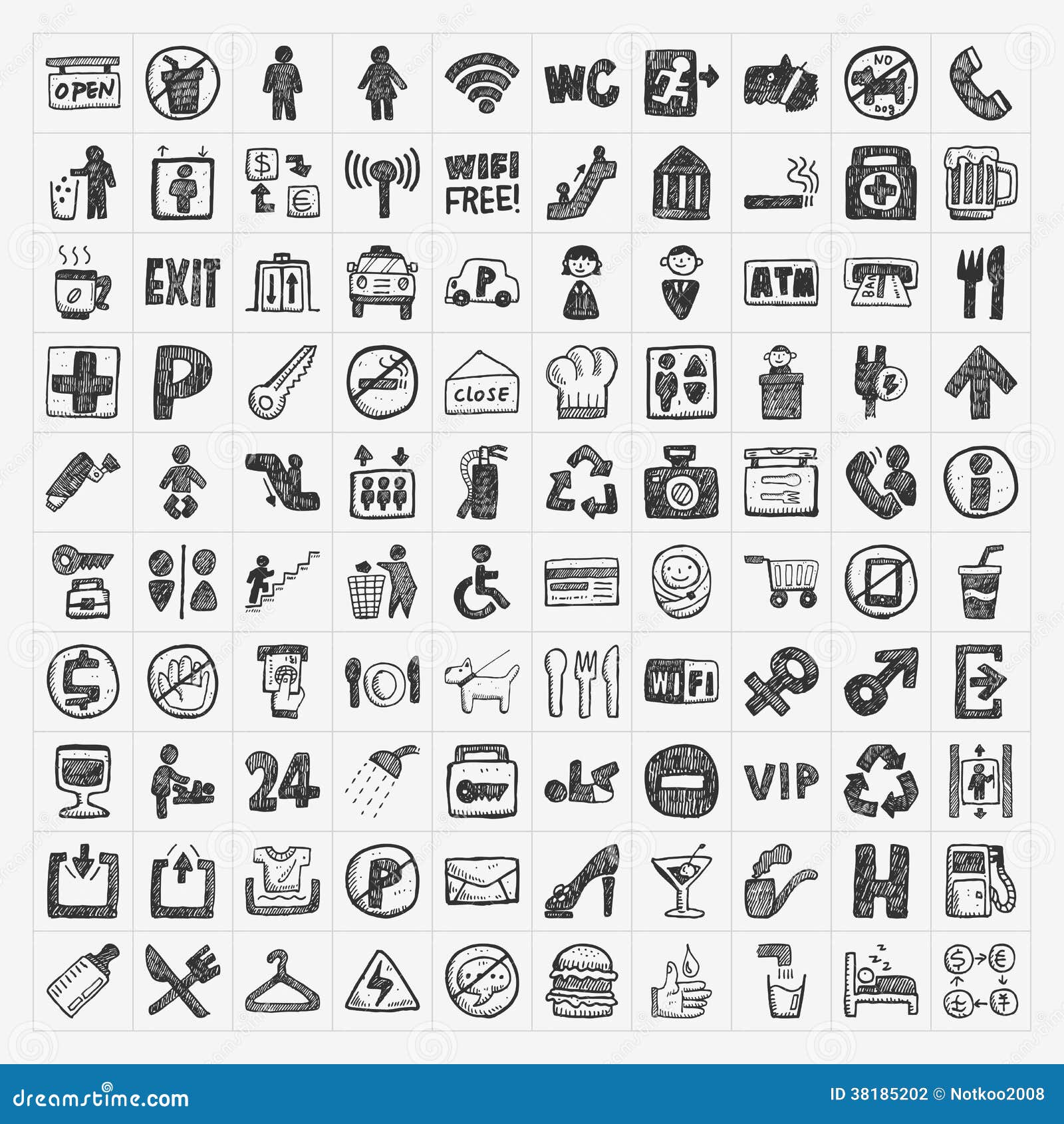 Doodle public sign icon stock vector. Illustration of service - 38185202