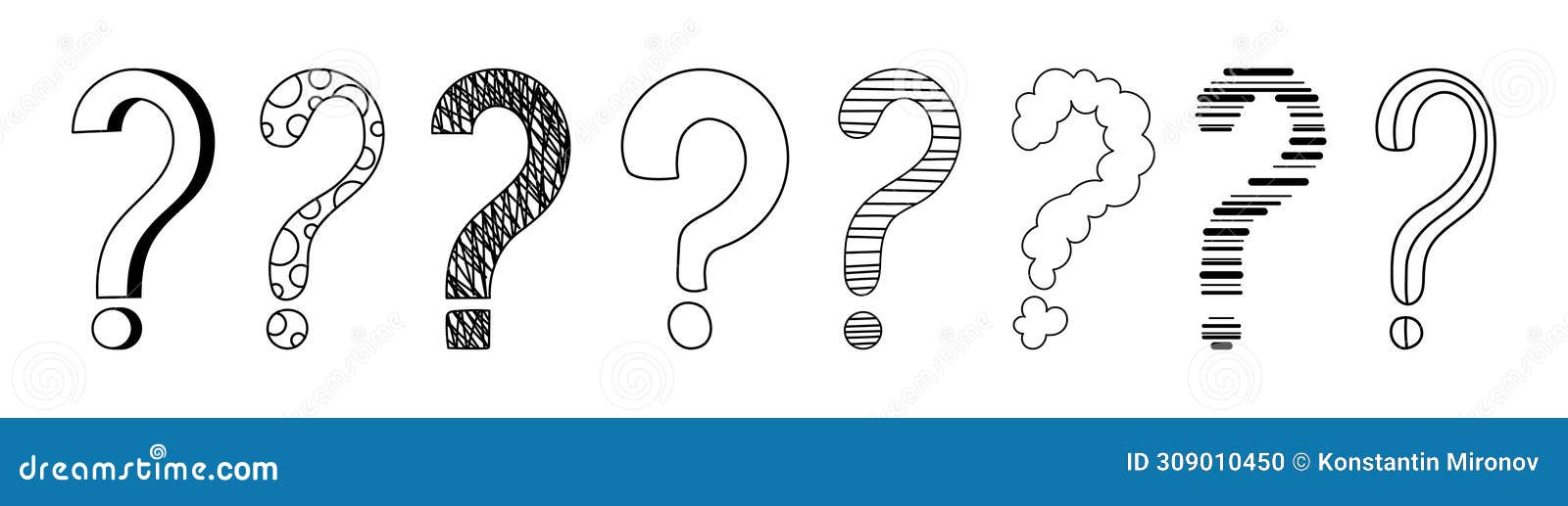 Doodle Question Mark Hand Drawn Sketch Vector Illustration Set Isolated ...