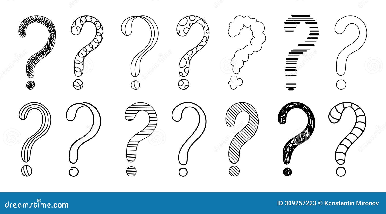 Doodle Question Mark Hand Drawn Sketch Vector Illustration Set Isolated ...