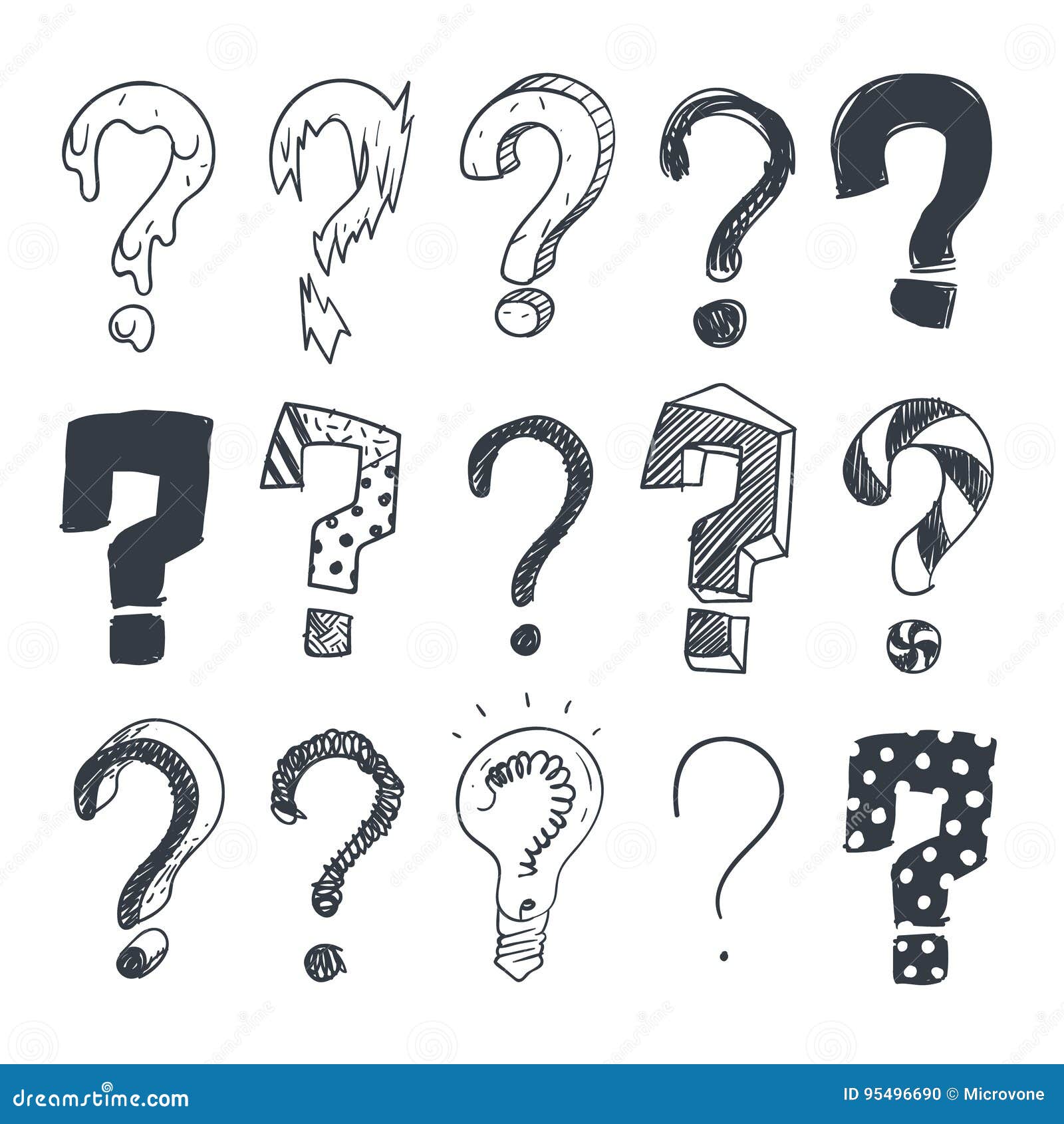 Doodle Question Marks. Hand Drawn Interrogation Query Symbols Vector ...