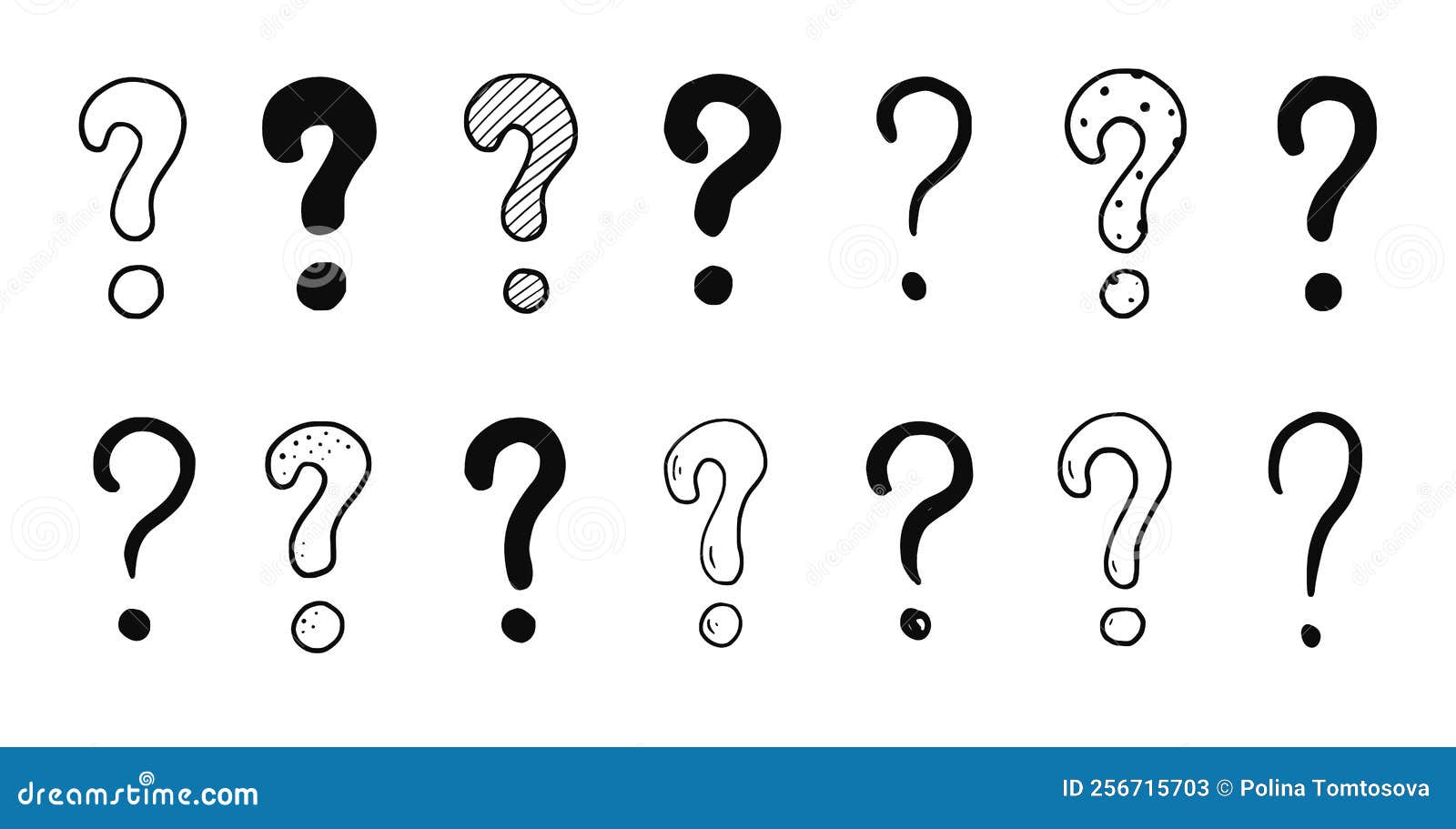 Doodle Question Sign Mark Set Hand Drawn Sketch Style Ask Sign