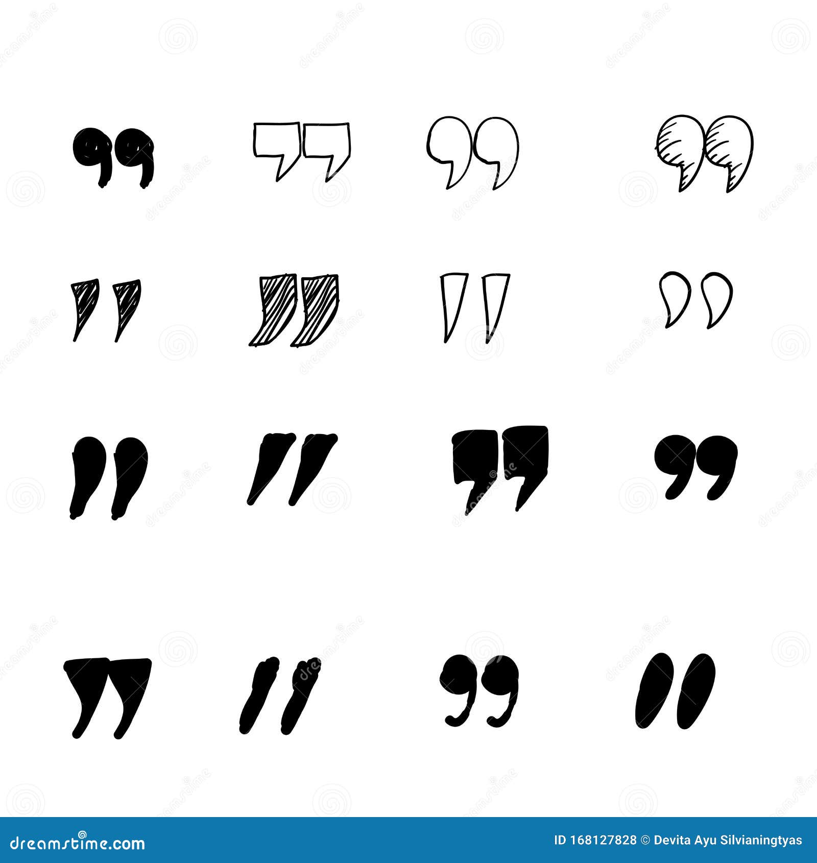 Doodle Quotation Mark Vector in Handdrawn Style Stock Vector ...