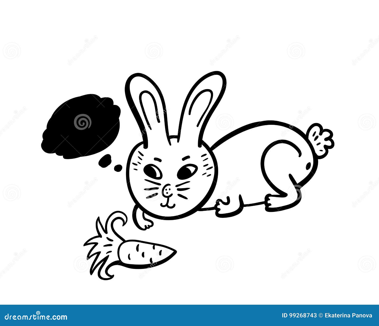 Doodle Rabbit, Coloring Page Antistress Vector Illustration ...