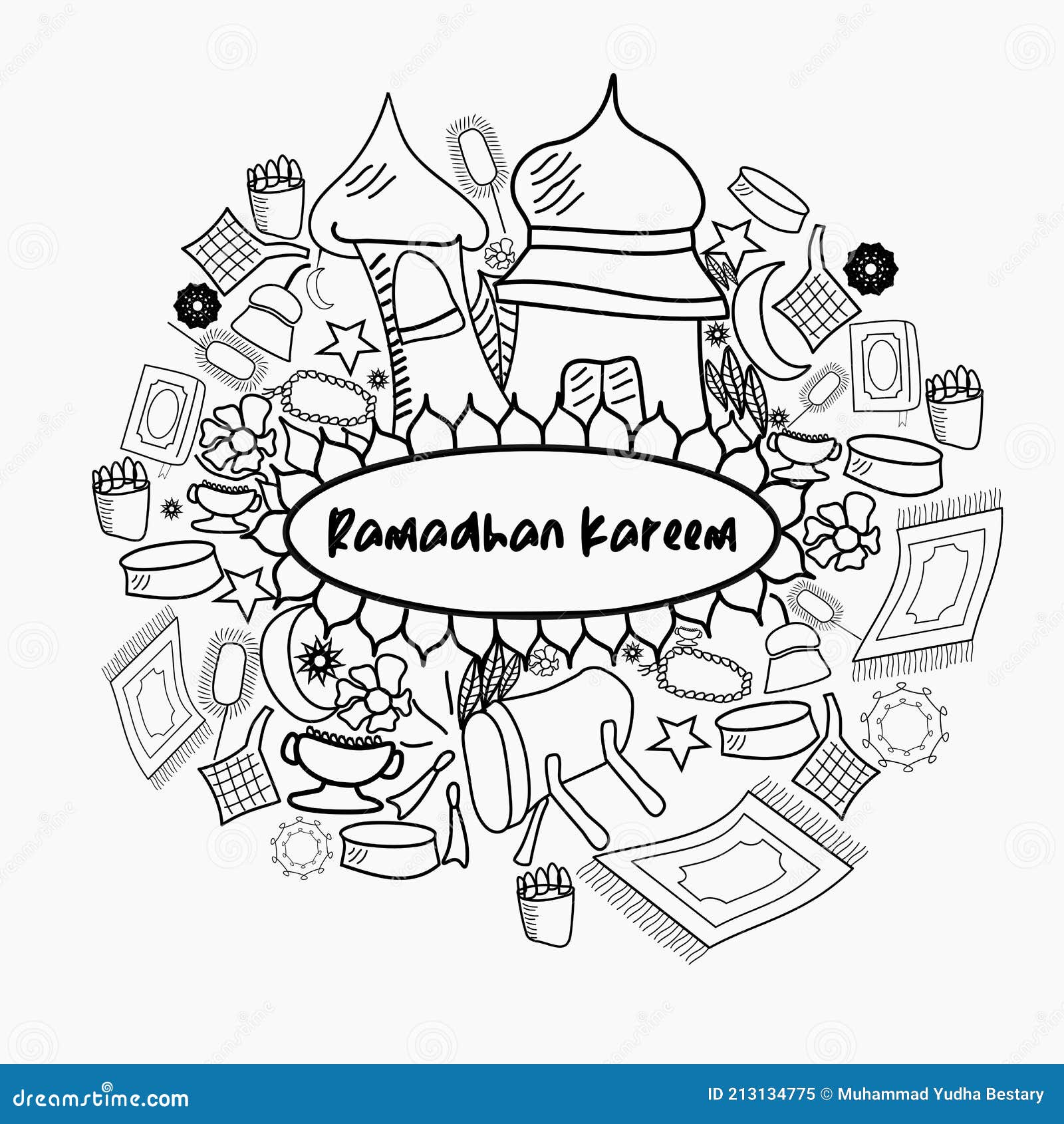 Doodle Ramadan or Muslim Event, Cute Islamic Doodle Hand Drawn Vector ...