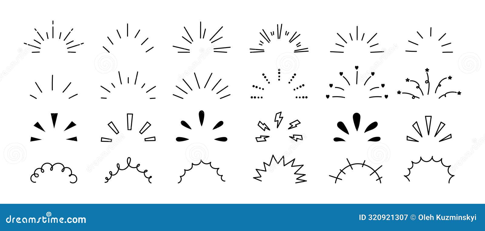 Doodle Rays and Sparkles. Sunlight Sparks, Explosion Stock Vector ...