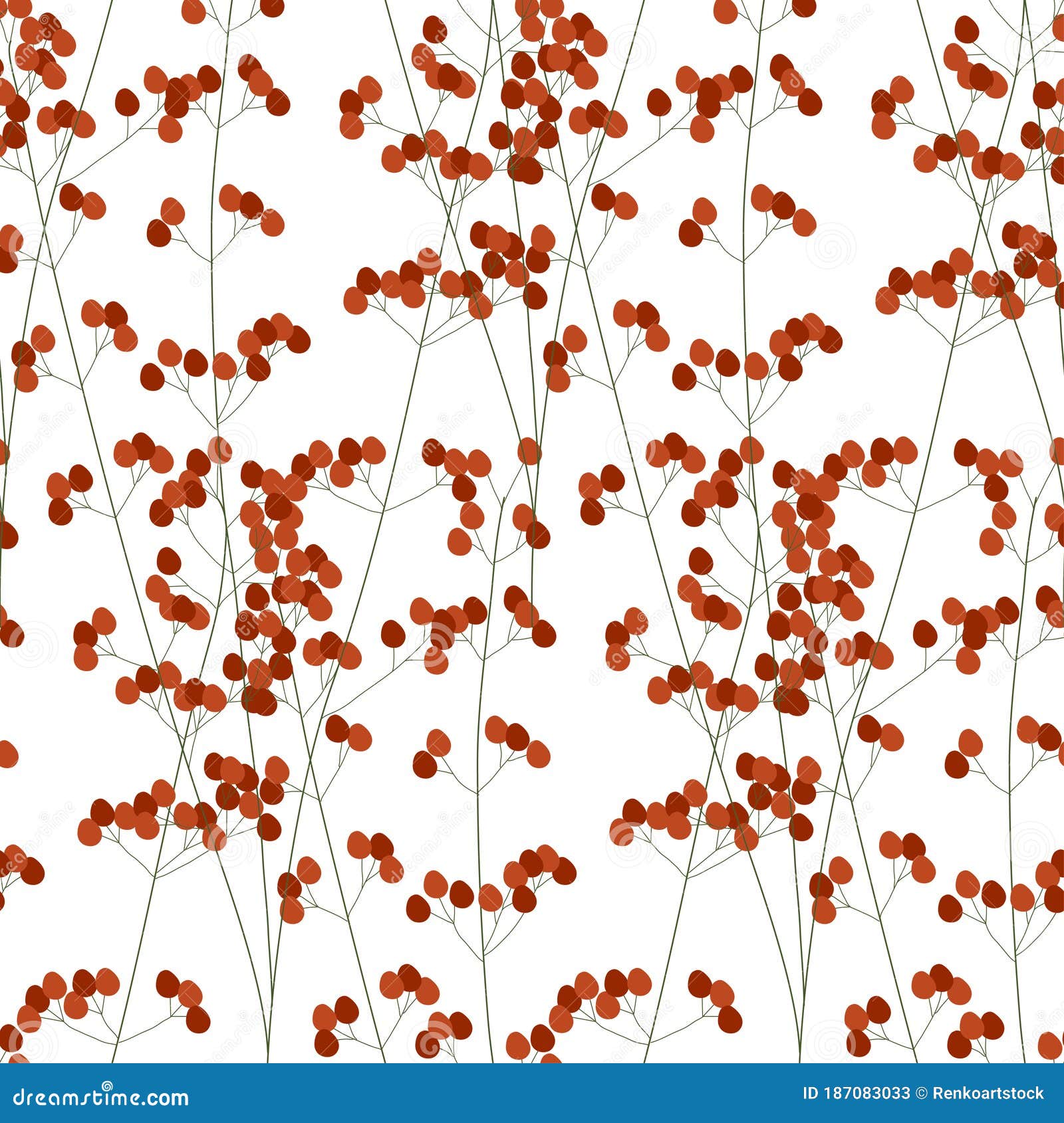 Doodle Red Berry Branches Seamless Pattern for Packaging Design. Stock ...