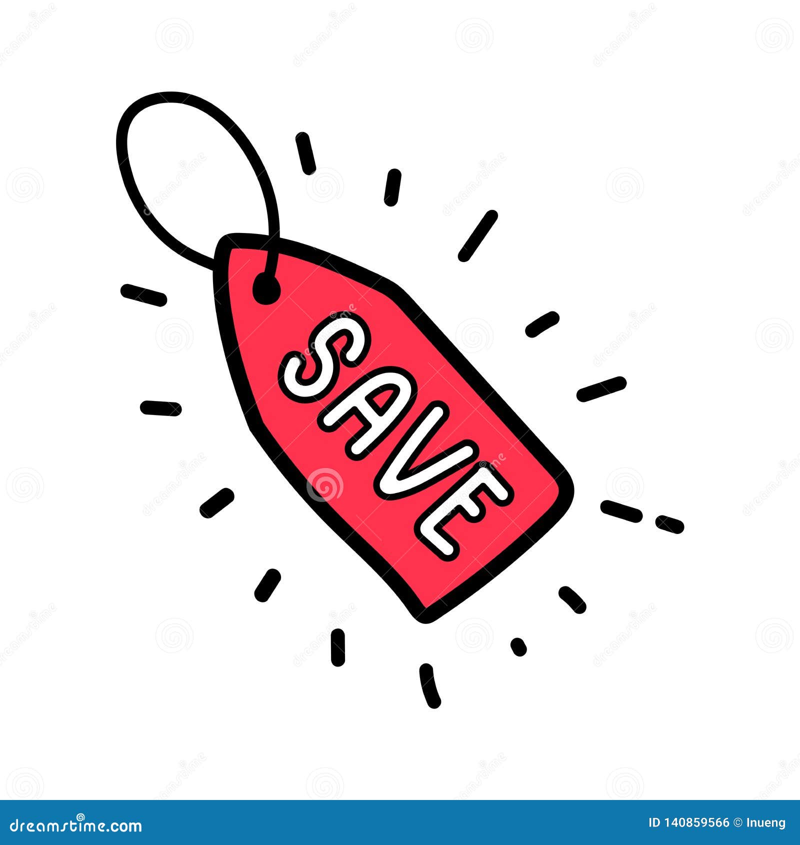 Doodle red save tag label. stock vector. Illustration of advertising ...