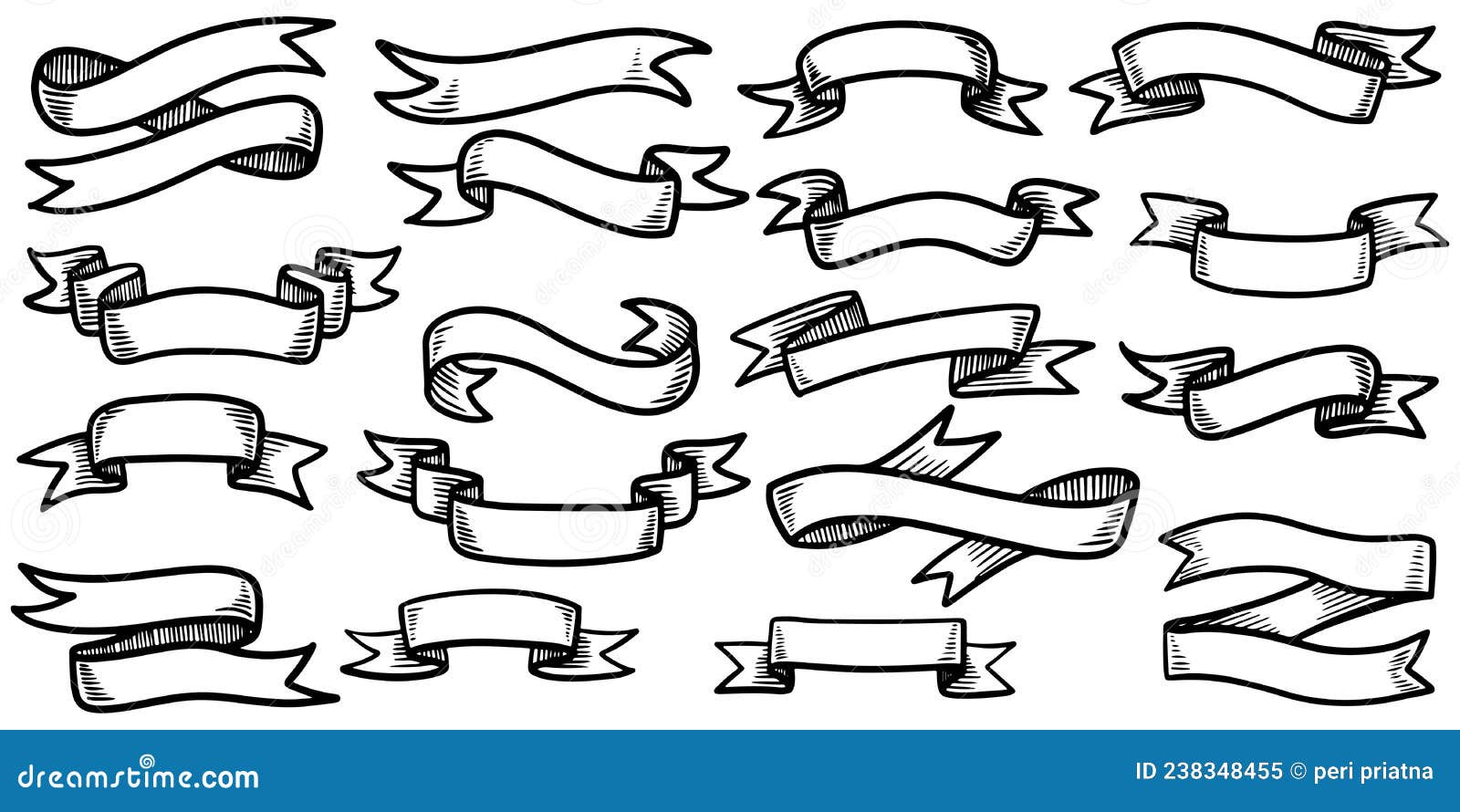 Doodle of Ribbon Banner Illustrations Isolated on a White Background ...