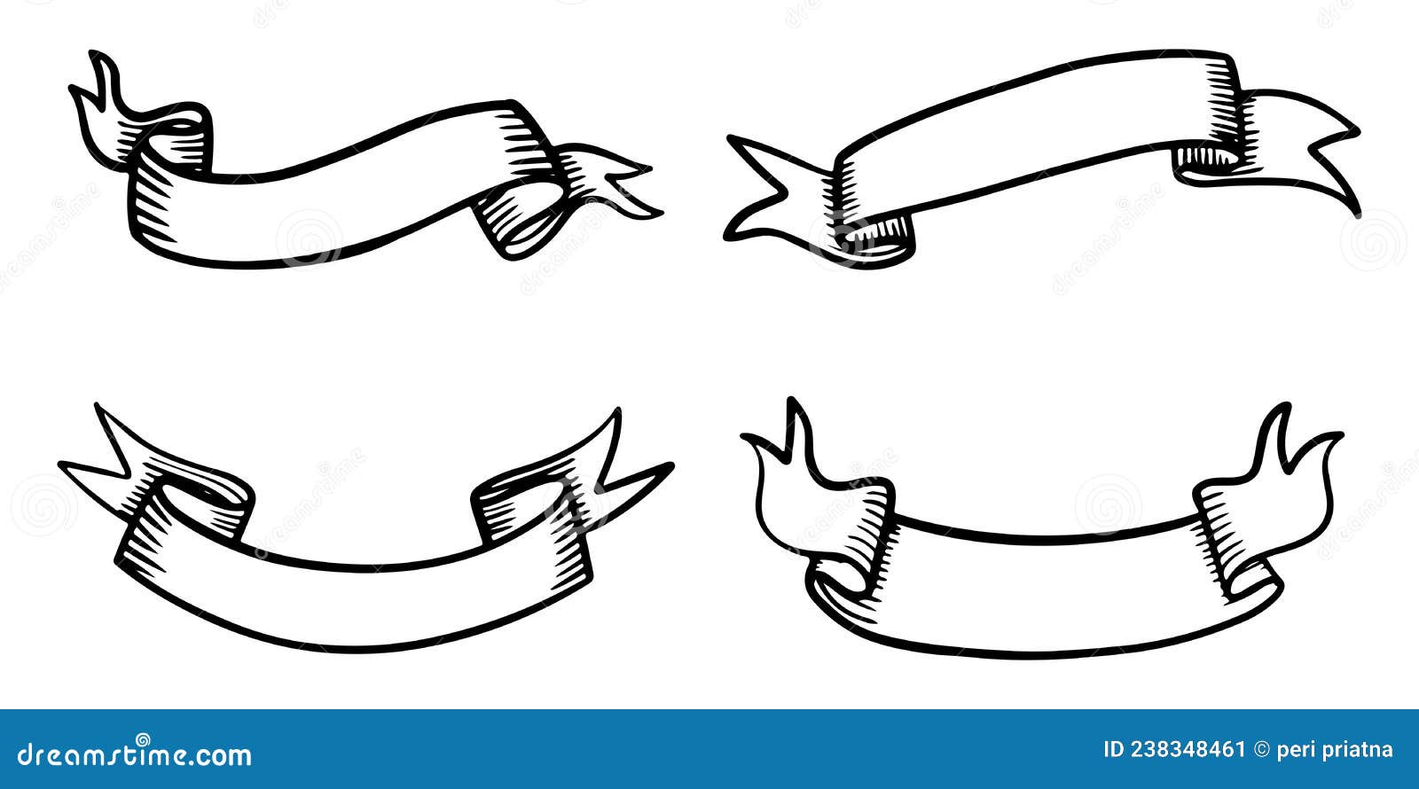 Doodle of Ribbon Banner Illustrations Isolated on a White Background ...