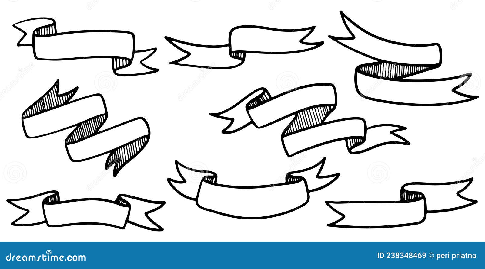 Doodle of Ribbon Banner Illustrations Isolated on a White Background ...