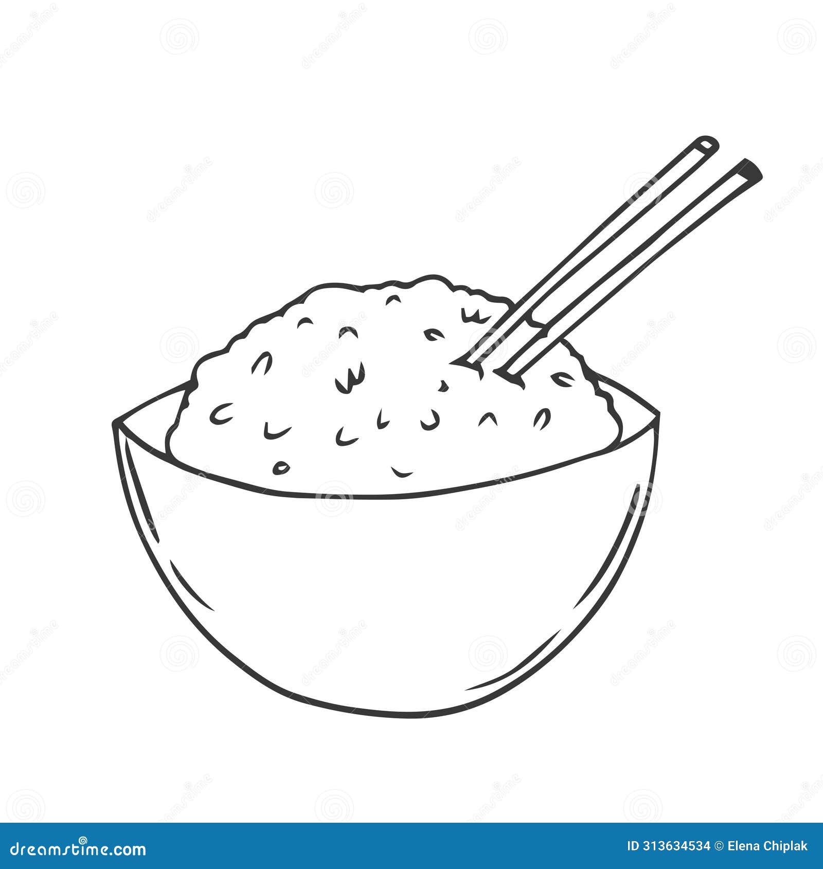 Doodle Rice Bowl with Hand Drawn Style Vector Isolated Stock ...
