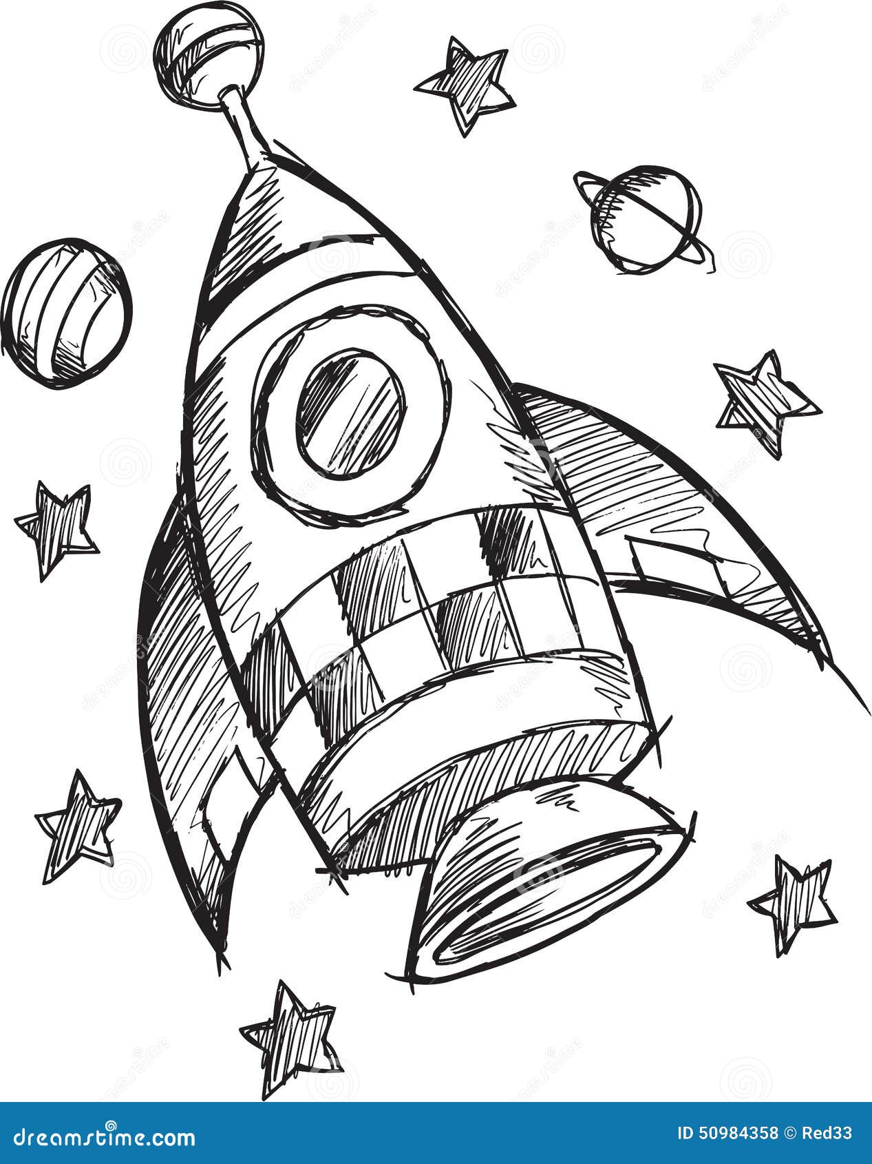 Doodle Rocket Vector stock vector. Illustration of spaceship - 50984358