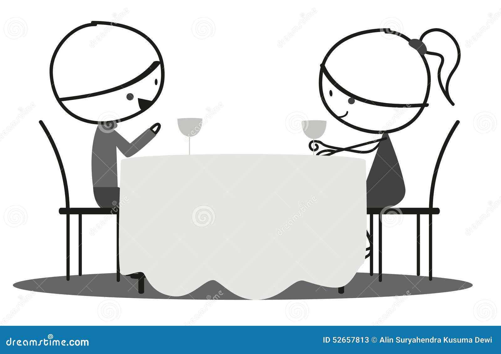 Dinner Date Clipart Black And White Free