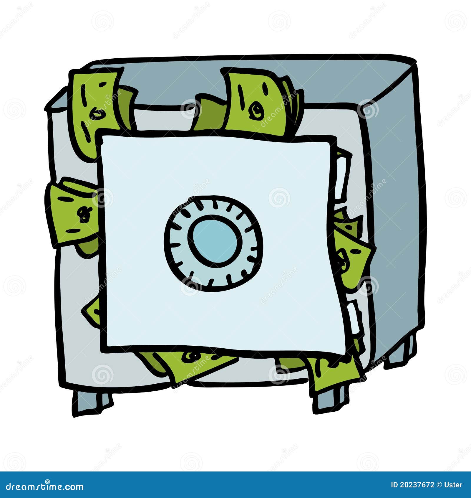 Doodle safe full of money stock vector. Illustration of safety - 20237672