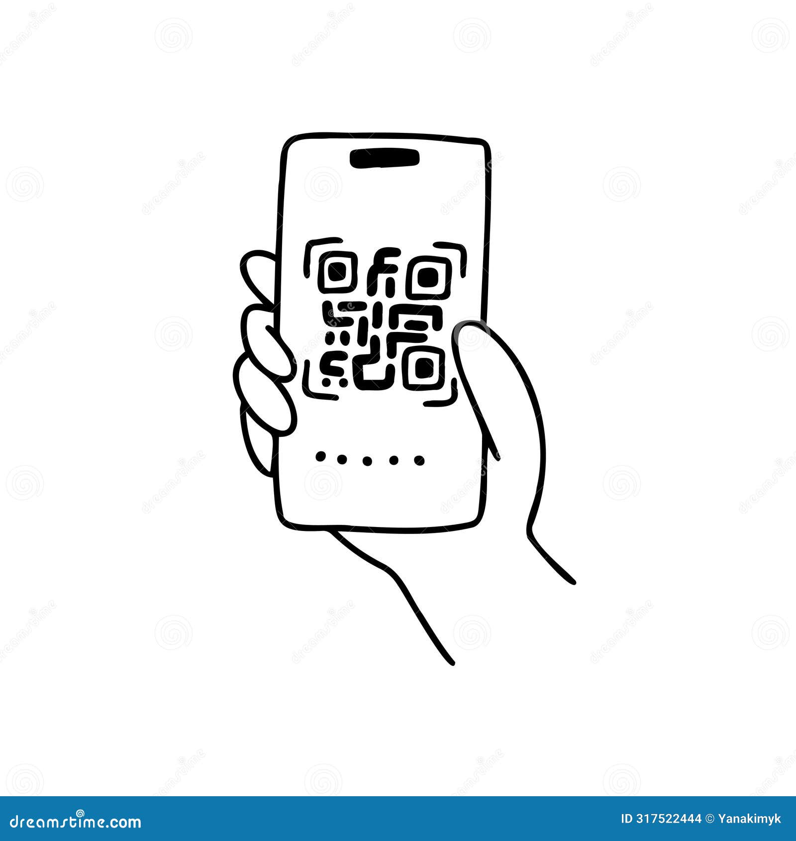 Doodle Scan Qr Code Illustration Vector Isolated Background. Hand Drawn ...