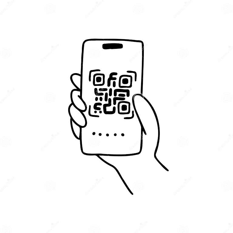 Doodle Scan Qr Code Illustration Vector Isolated Background. Hand Drawn ...