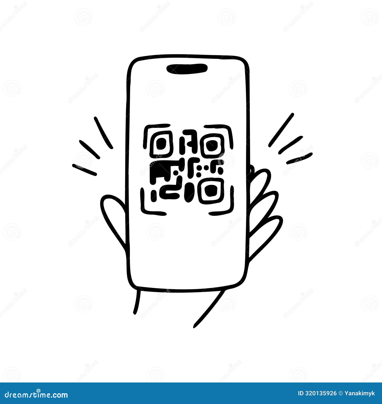 Doodle Scan Qr Code Illustration Vector Isolated Background. Hand Drawn ...