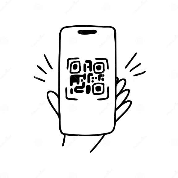 Doodle Scan Qr Code Illustration Vector Isolated Background. Hand Drawn ...