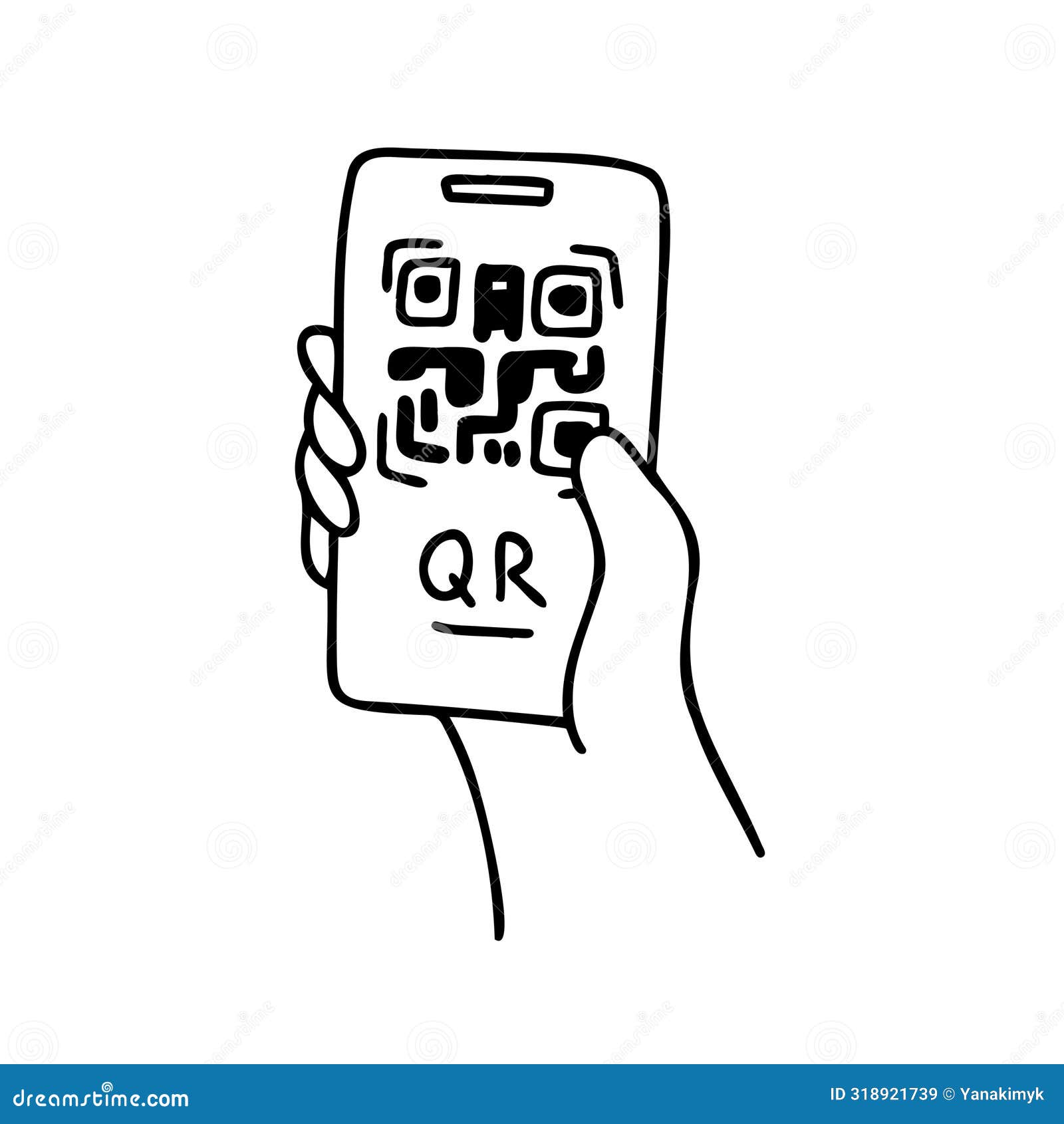 Doodle Scan Qr Code Illustration Vector Isolated Background. Hand Drawn ...