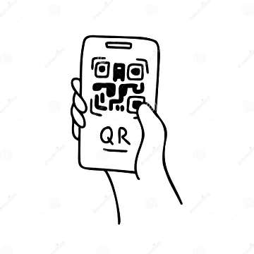 Doodle Scan Qr Code Illustration Vector Isolated Background. Hand Drawn ...