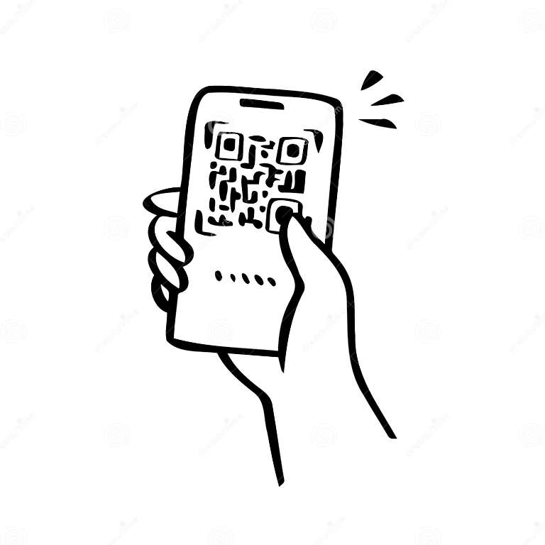Doodle Scan Qr Code Illustration Vector Isolated Background. Hand Drawn ...