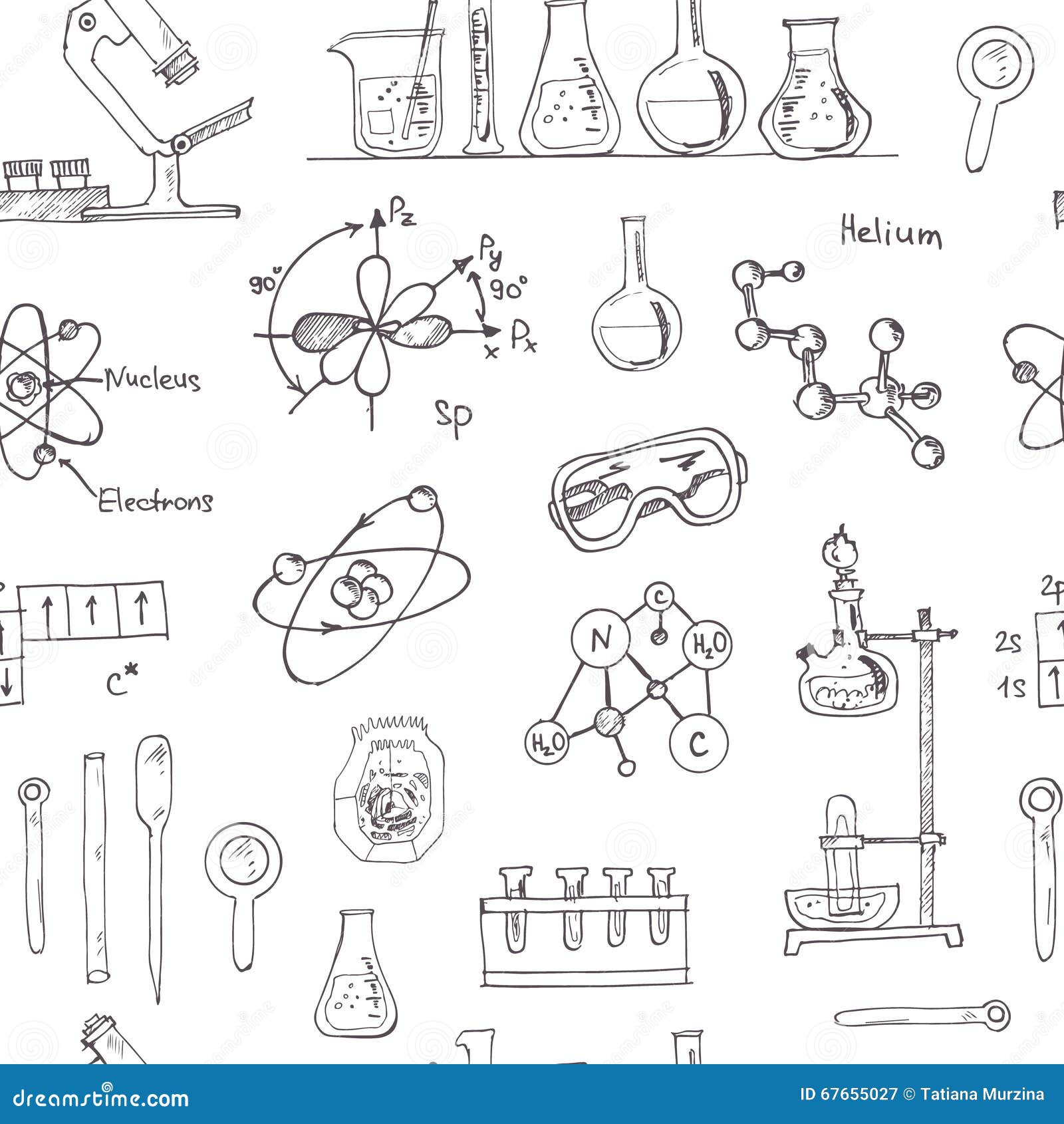 Doodle Science Vector Illustration . Biology And Biotechnology Set ...