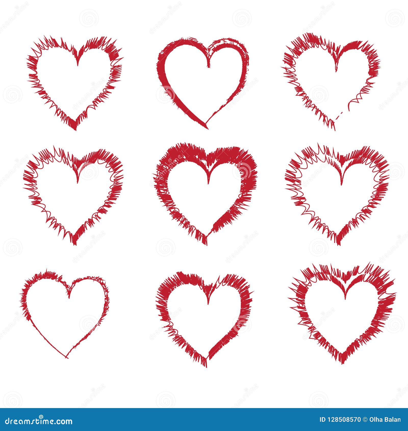 Doodle Scribble Hearts stock vector. Illustration of print - 128508570