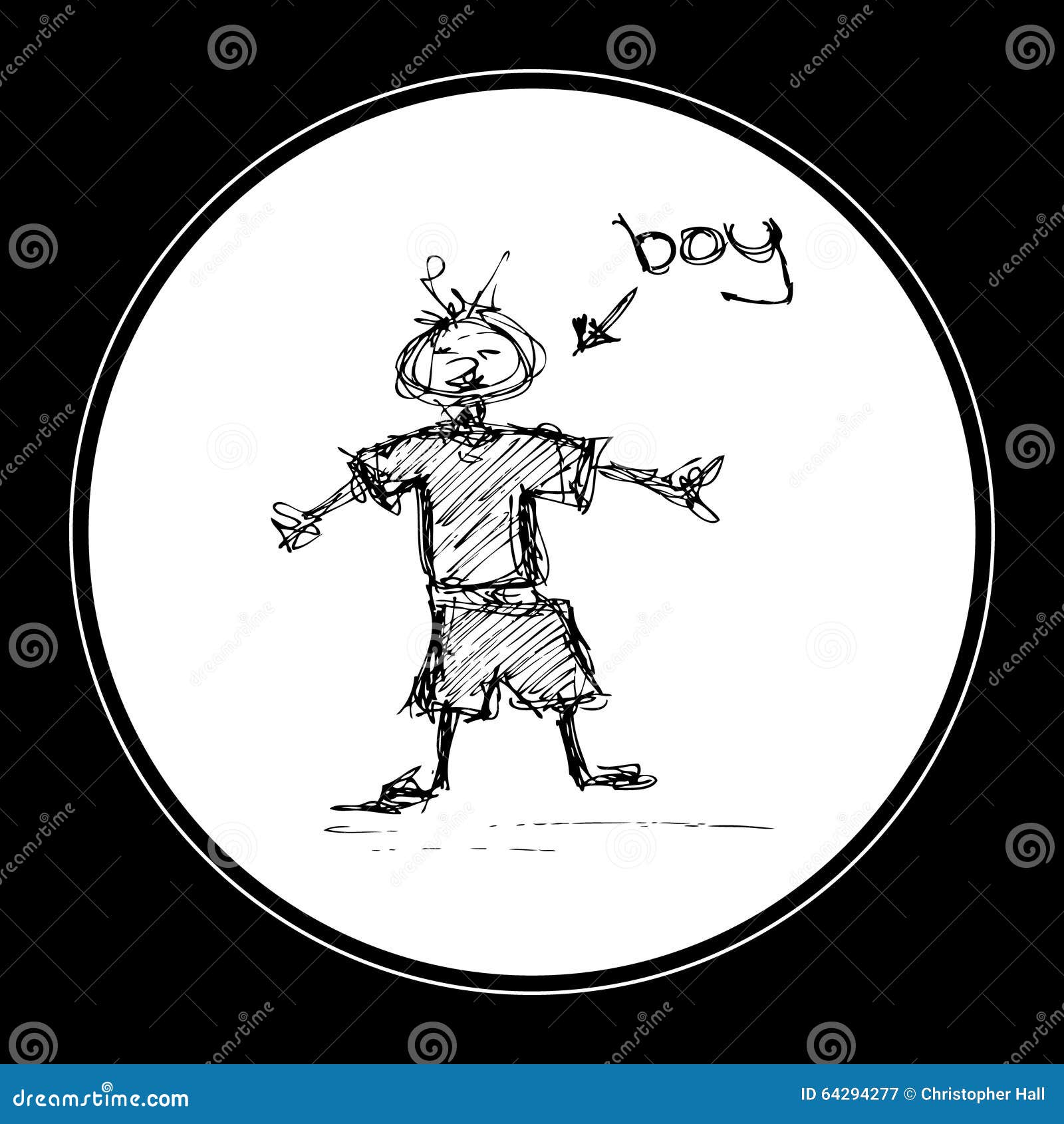 Doodle of a scruffy boy stock illustration. Illustration of sketch ...