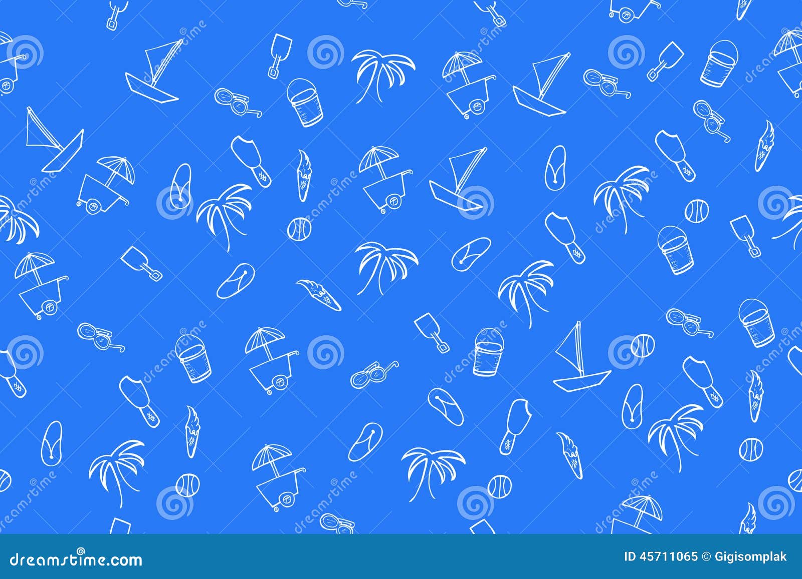 Set Of Beach Stuff Line Art Icon Vector Illustration | CartoonDealer ...